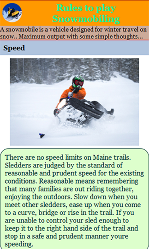 Rules to play Snowmobiling - App on Amazon Appstore