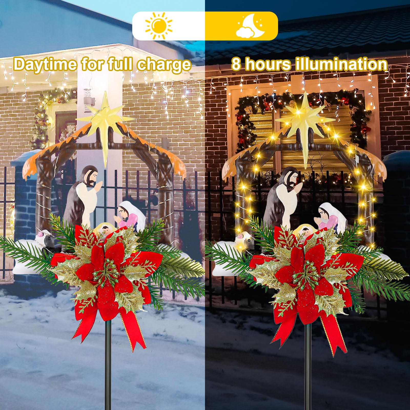 Snapklik.com : 2 Pcs Nativity Scene Outdoor Yard Stakes Metal Christmas ...