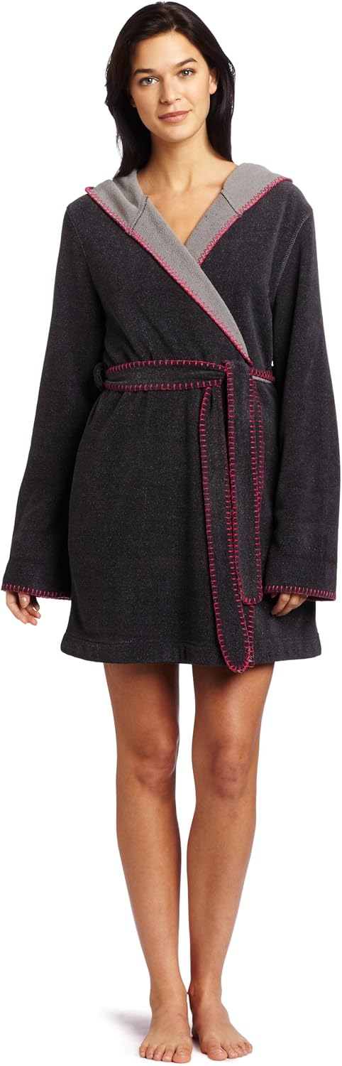Intimo Women's Tonal Warmth Robe with Hood, Charcoal, Medium at Amazon ...