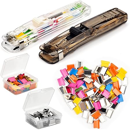 2PCS Cucitrice e 100 Pezzi Piccoli Clip, Pinzatrice per Carta Senza ...