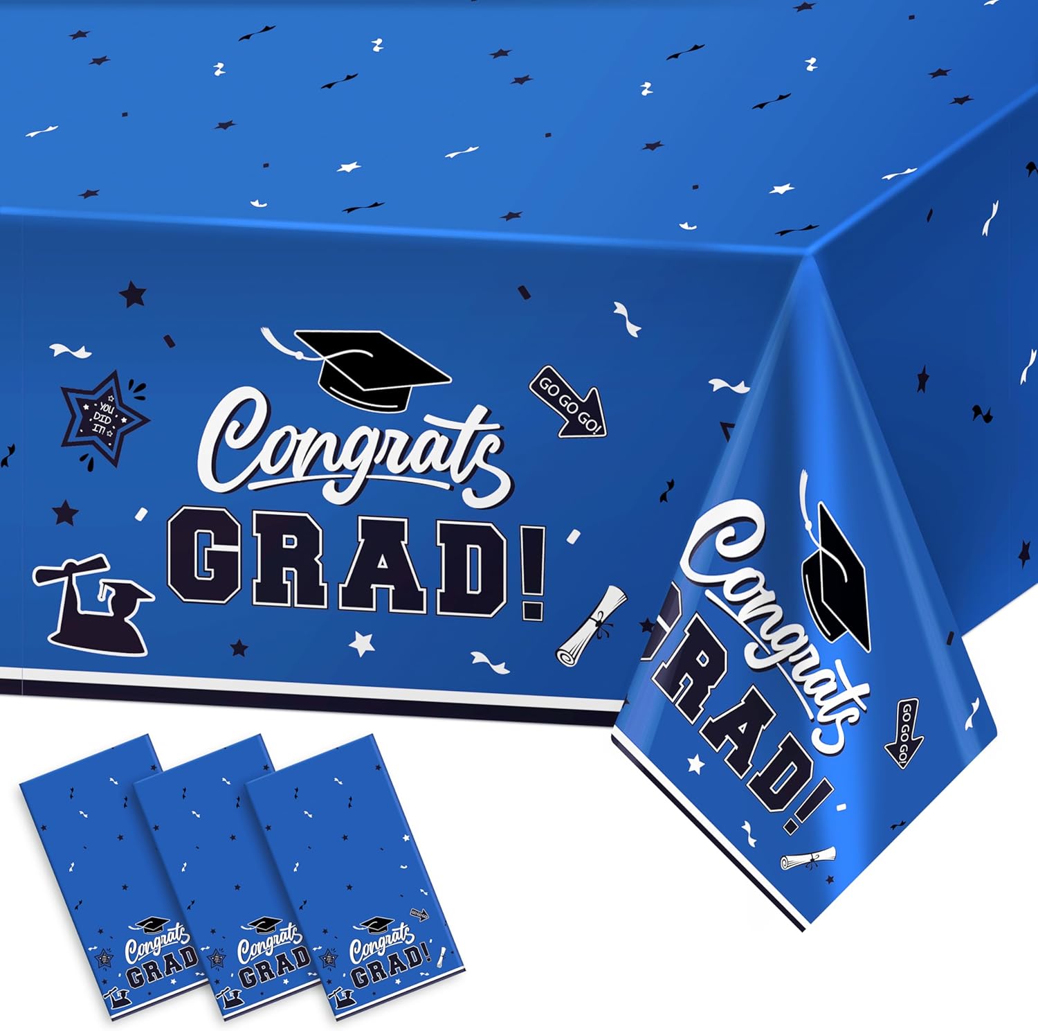 Amazon.com: 3 Pack 54" x 108" Graduation Tablecover - Blue Rectangular ...