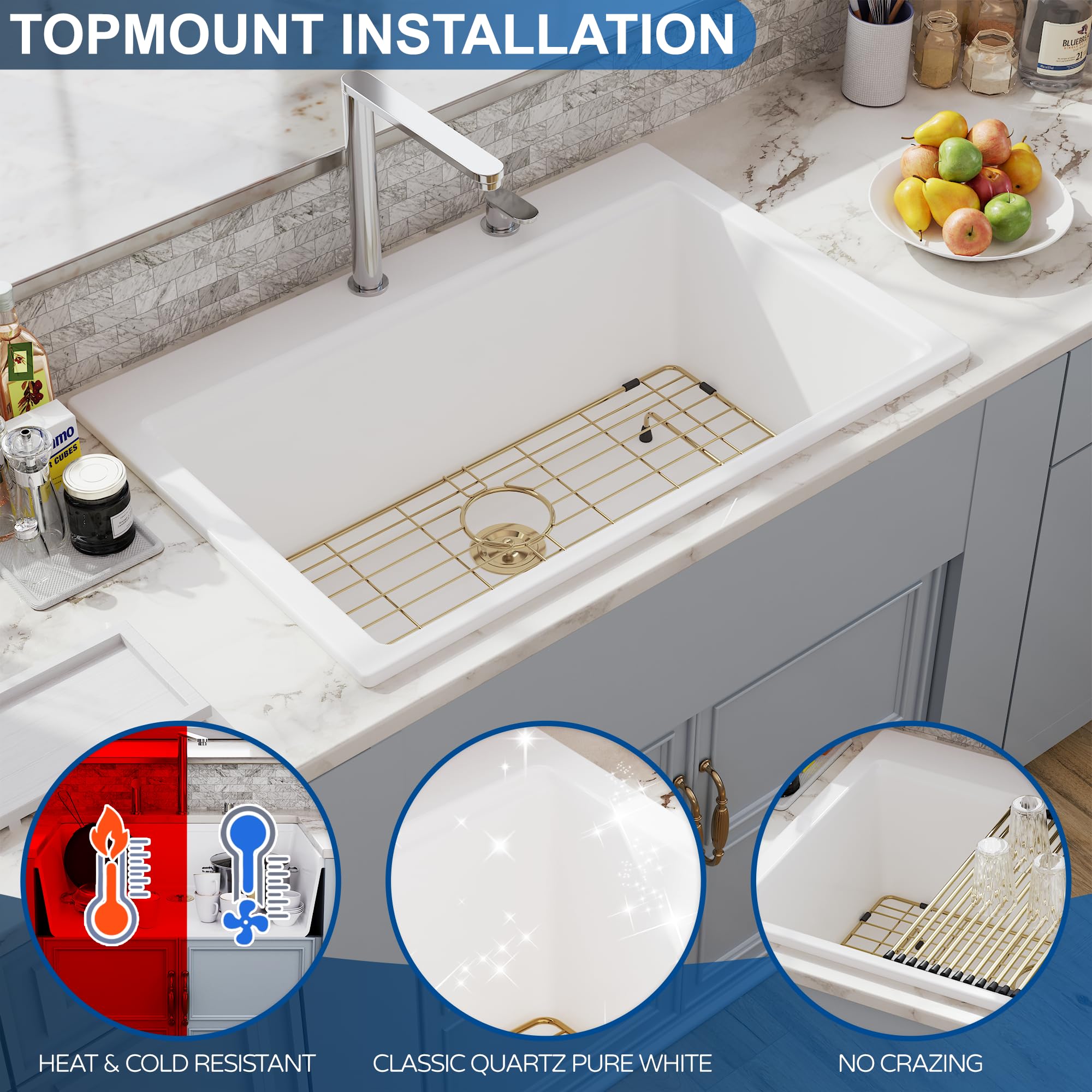 Snapklik.com : 33 White Granite Composite Kitchen Sink, Hugsleek Drop ...