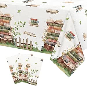 Amazon.com: Lianxuia 3Pcs Book Themed Party Tablecloth, 54 x 108 Inch ...