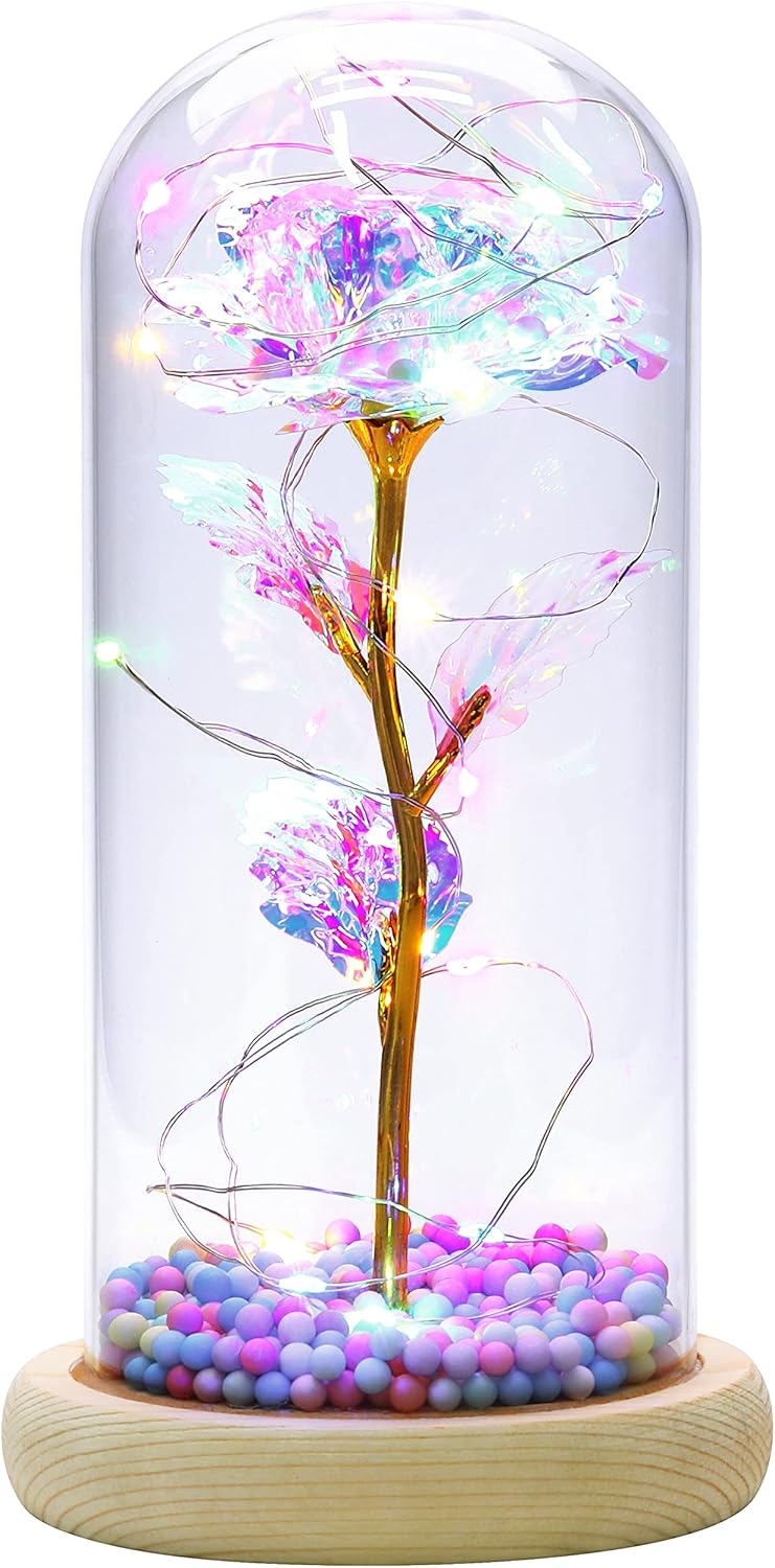 Amazon.com: Qoolife Glass Rose, Mom Day Gift Rose Flower Gifts for ...