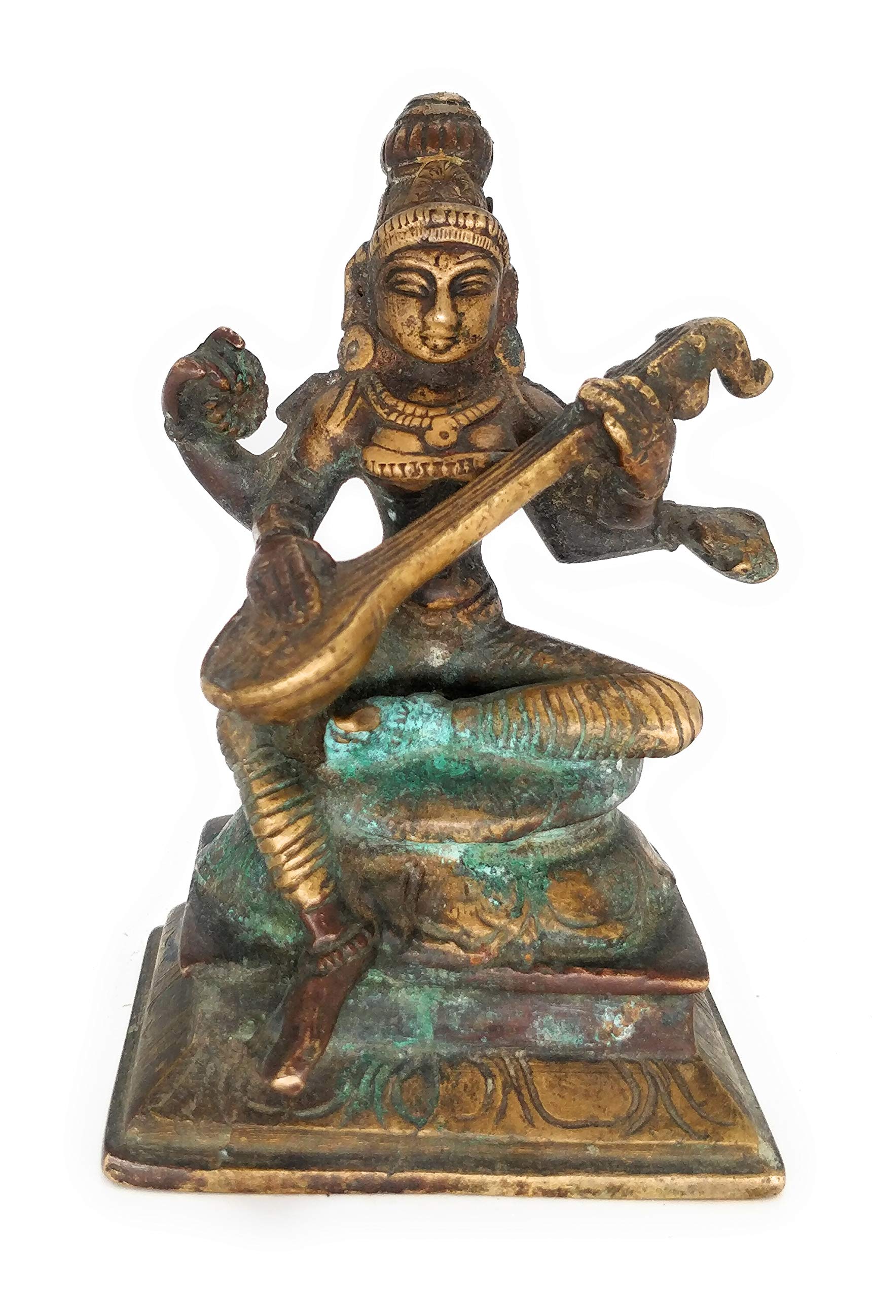 Buy Bhunes Brass Saraswati Idol| Brass Saraswati Statue| Goddess ...
