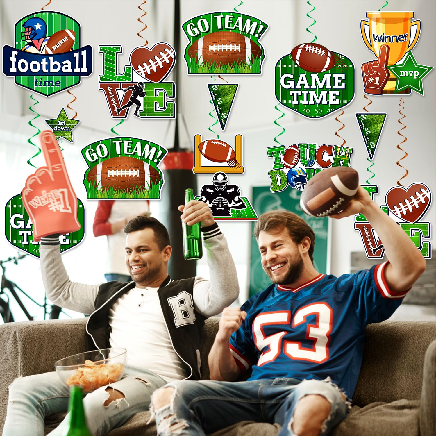 36 Pcs Super Football Decorations Hanging Swirls, Super Football Party ...