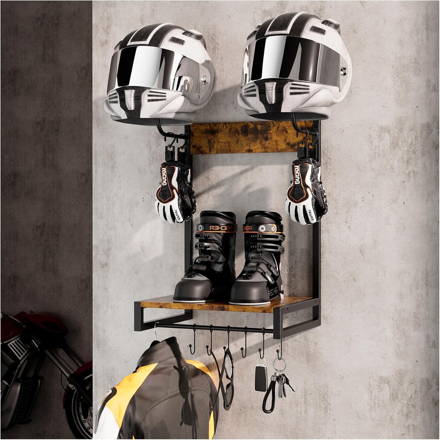 Amazon.com: LiebeRen Motorcycle Helmet Holder - Wall Mount with Hook ...