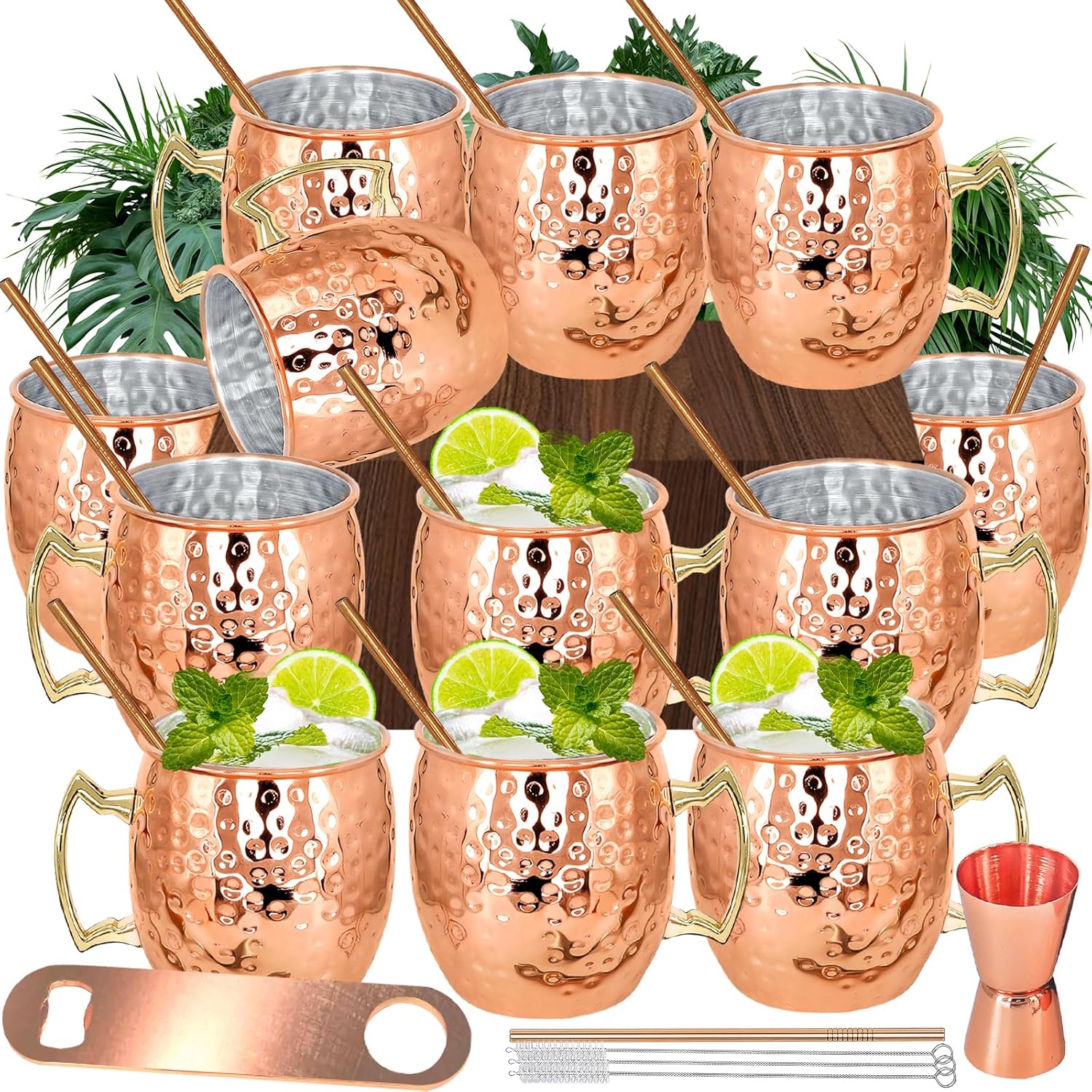 Amazon.com: Moscow Mule Copper Mugs Set of 12 Plated Copper Mule Mugs ...