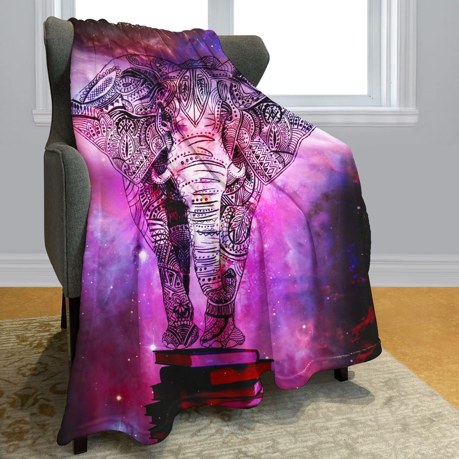 Amazon.com: HommomH 60"x80" Colorful Seaside Elephants Blanket Soft ...