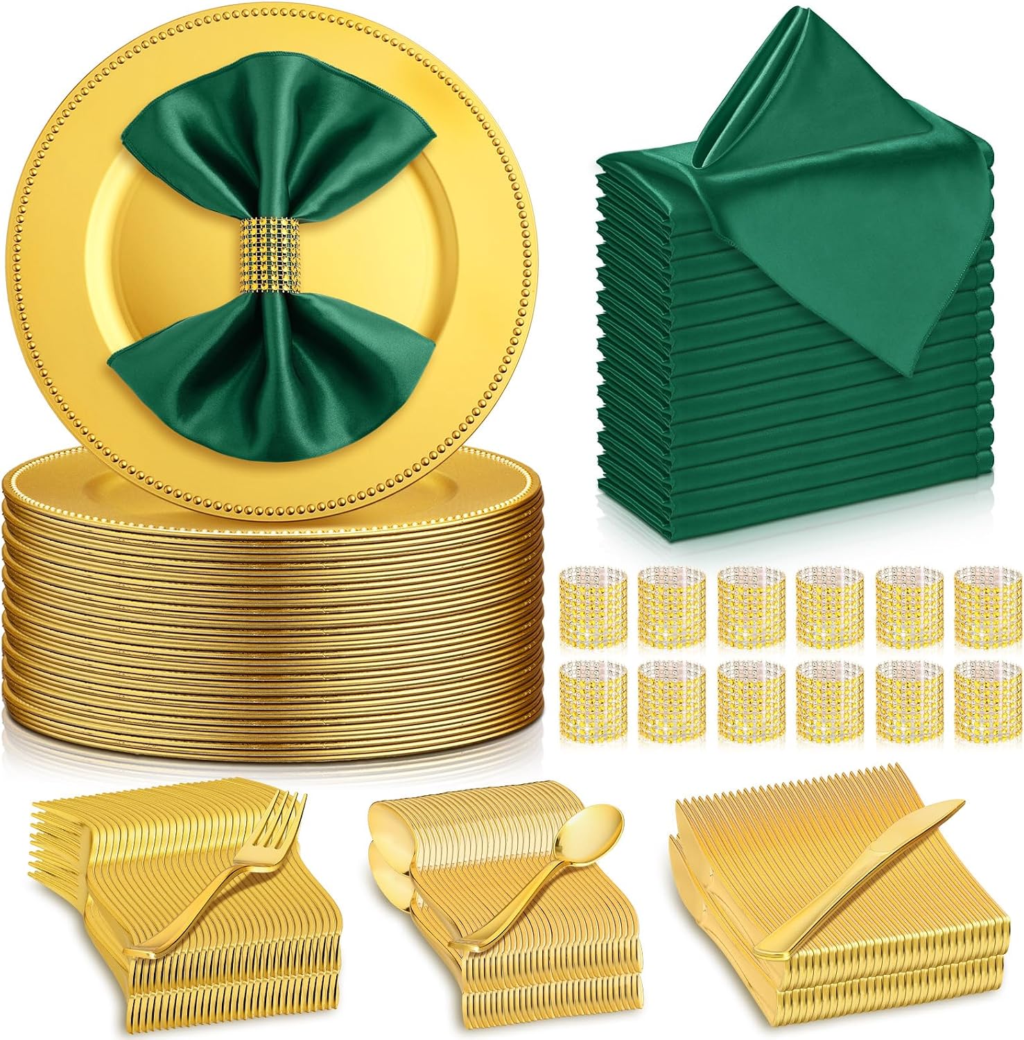 Amazon.com: Ziliny 60 Guests Total 360 Pcs Bulk Gold Round Charger ...