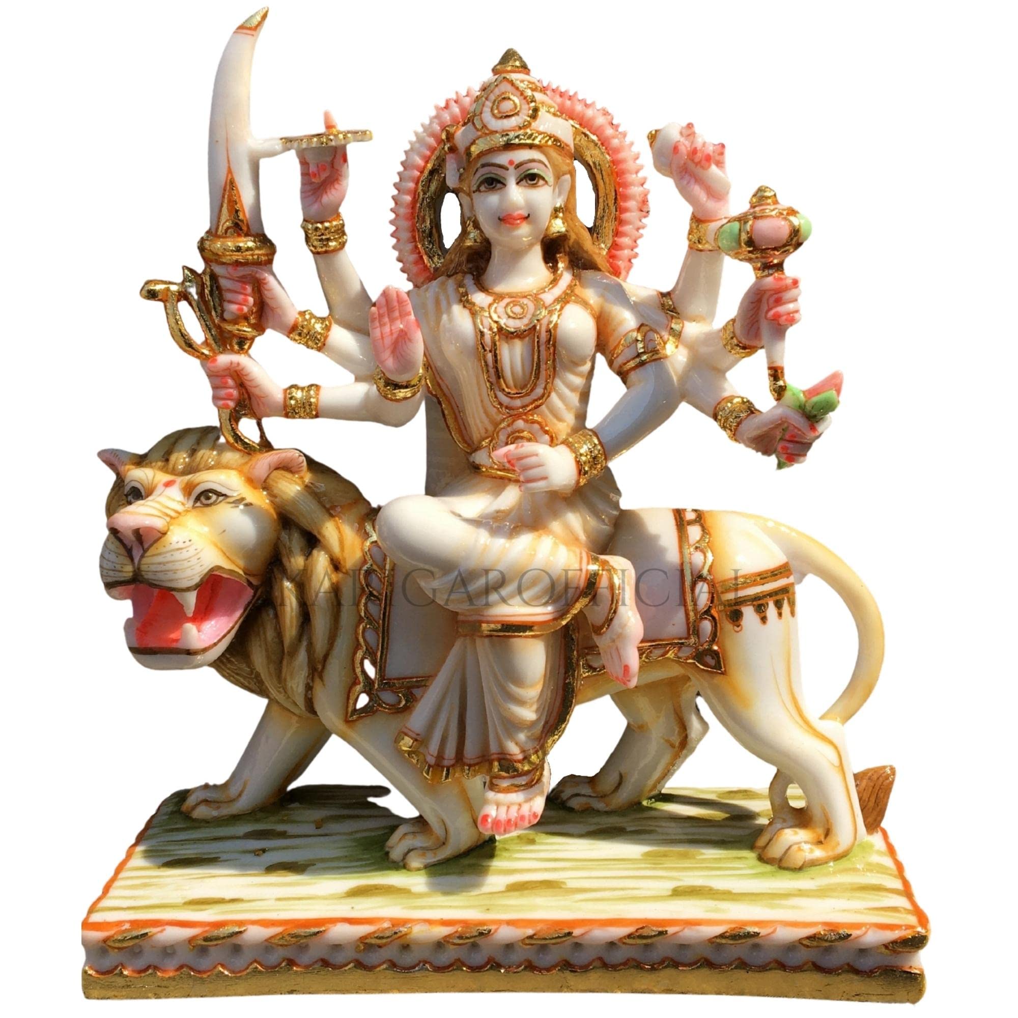 Buy Durga Statue Murti Large 12 inches Marble Maa Sherawali Figurine ...