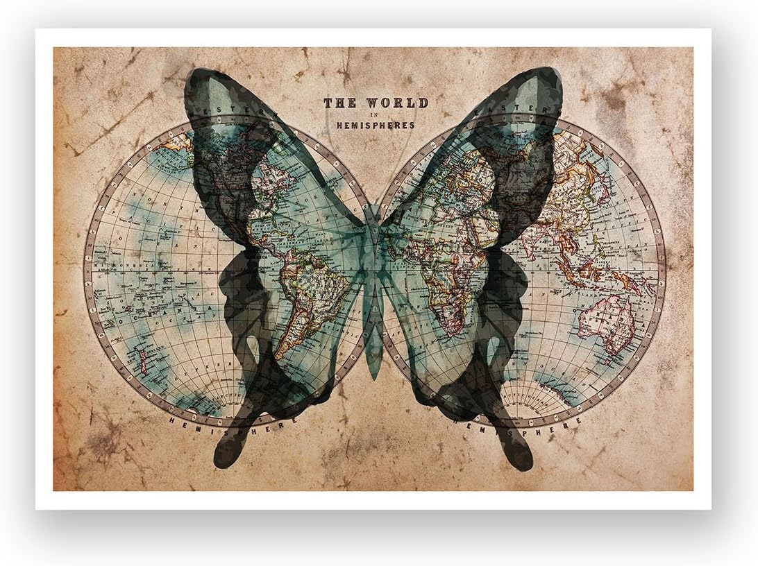 ArtsyCanvas Watercolor Butterfly Maps - 2 (18x12 Poster) : Amazon.ca: Home