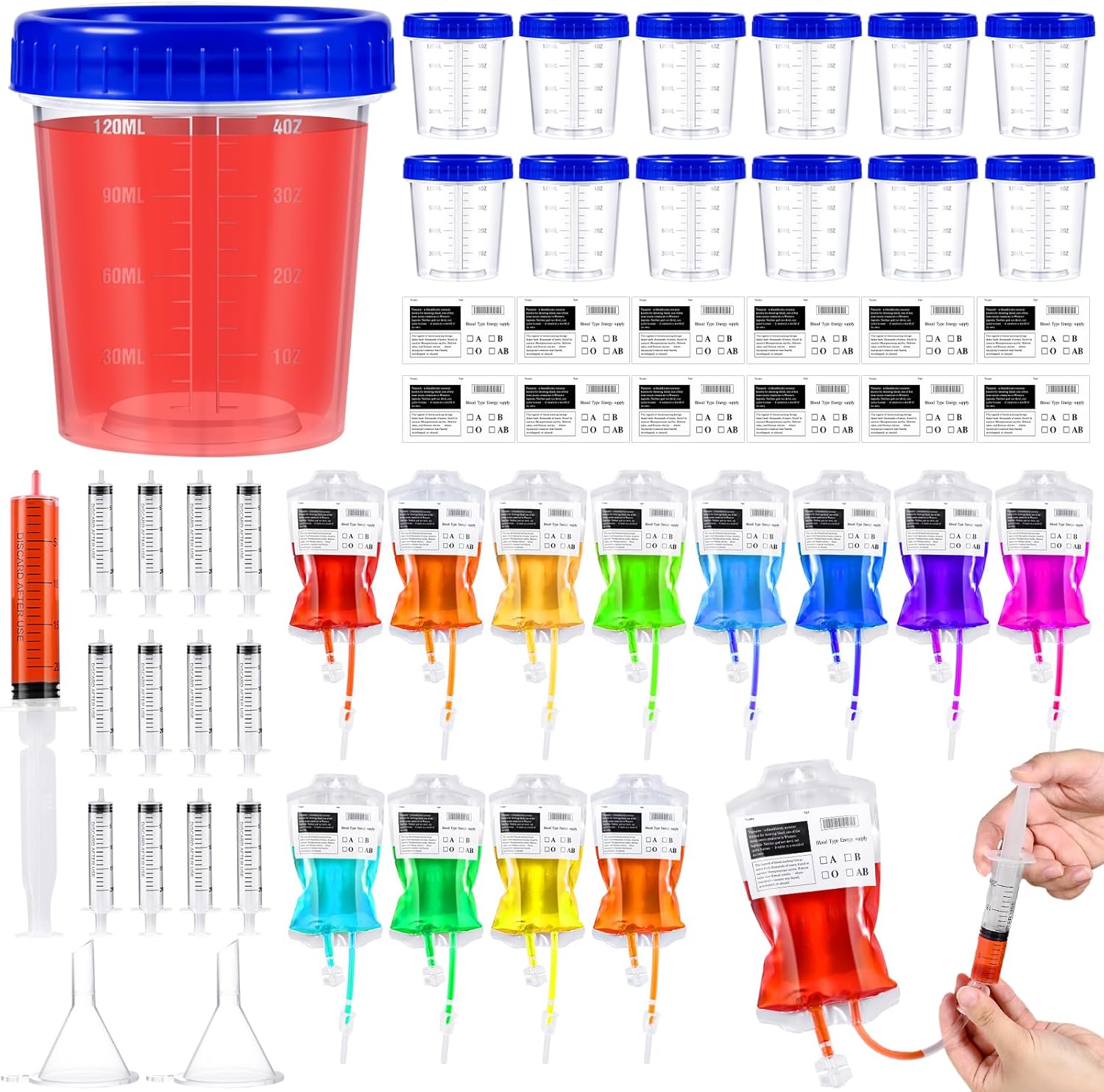 Amazon.com: Yoiemivy 62 Pcs Halloween Party Supplies Iv Blood Bags for ...