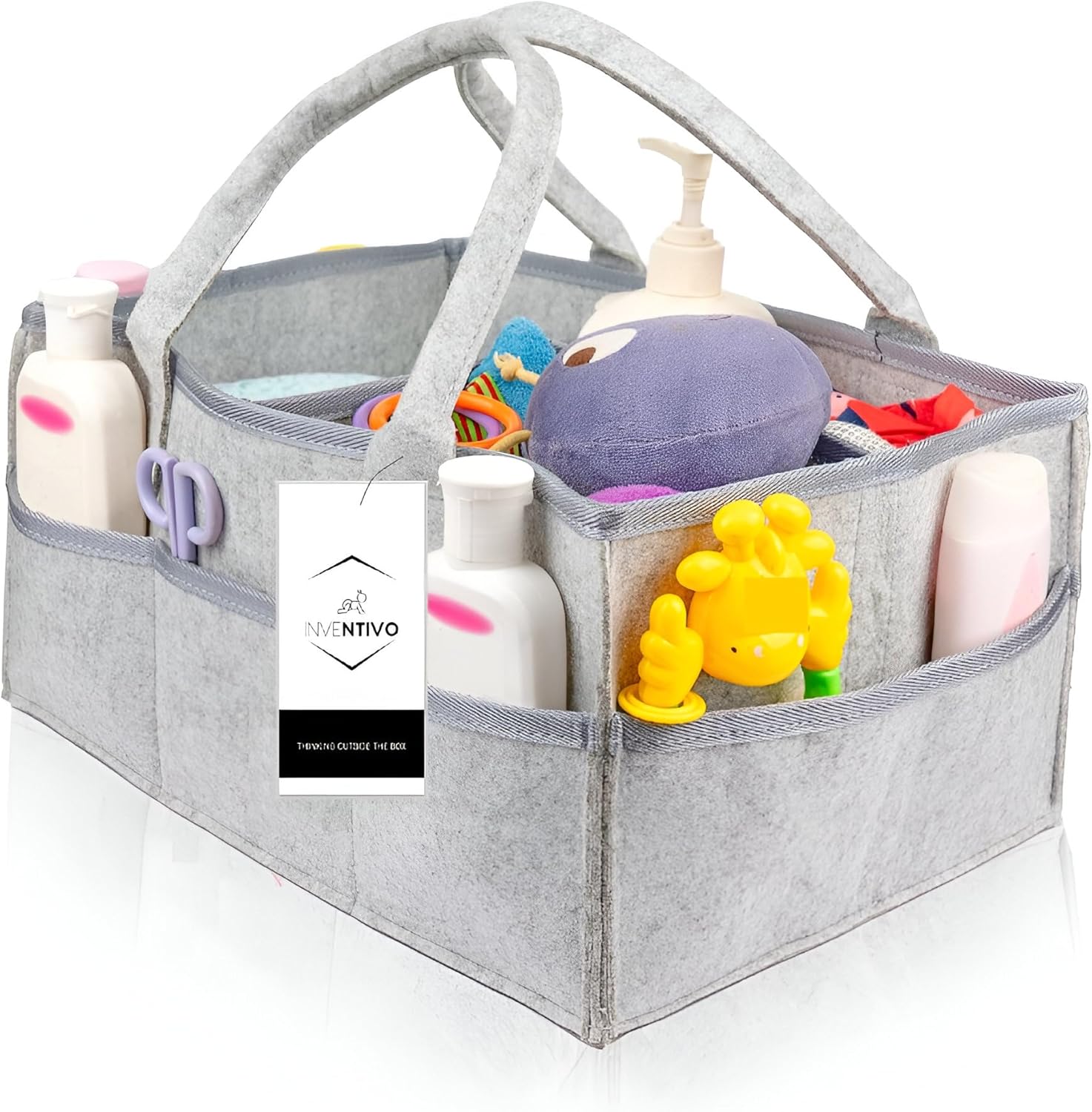 Inventivo Nappy Caddy - Baby Essentials Organizer, Diaper Caddy ...