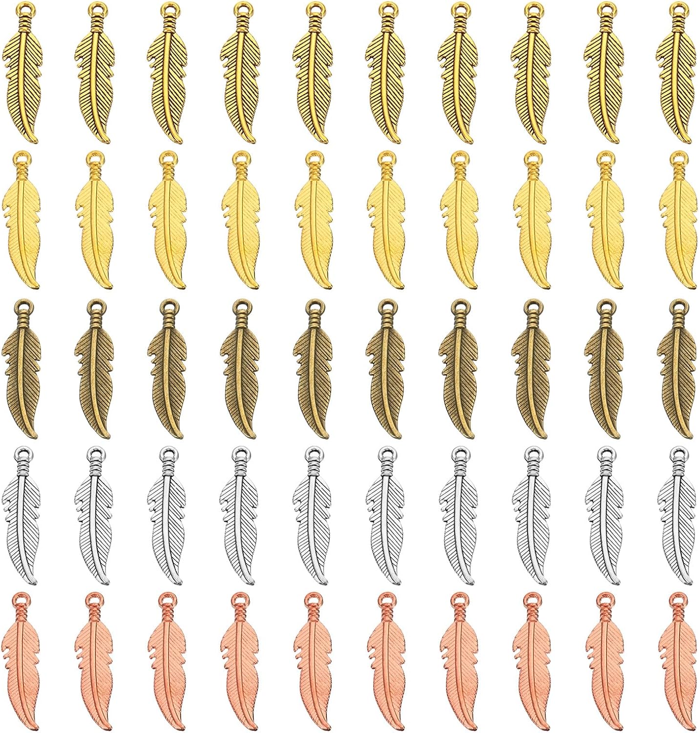 Amazon.com: PATIKIL Feather Charm, 100Pcs Mini Feather Pendant Charm ...