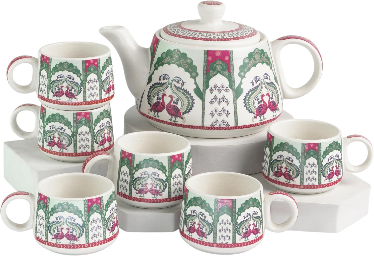 Amazon.com | Serv-o-Best Porcelain Tea Set with 6 Cups and Teapot ...