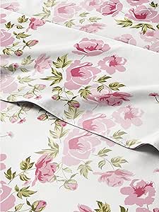 Amazon.com: Floral Sheets - Pink Floral Bed Sheet Set - 1 Flat, 1 ...