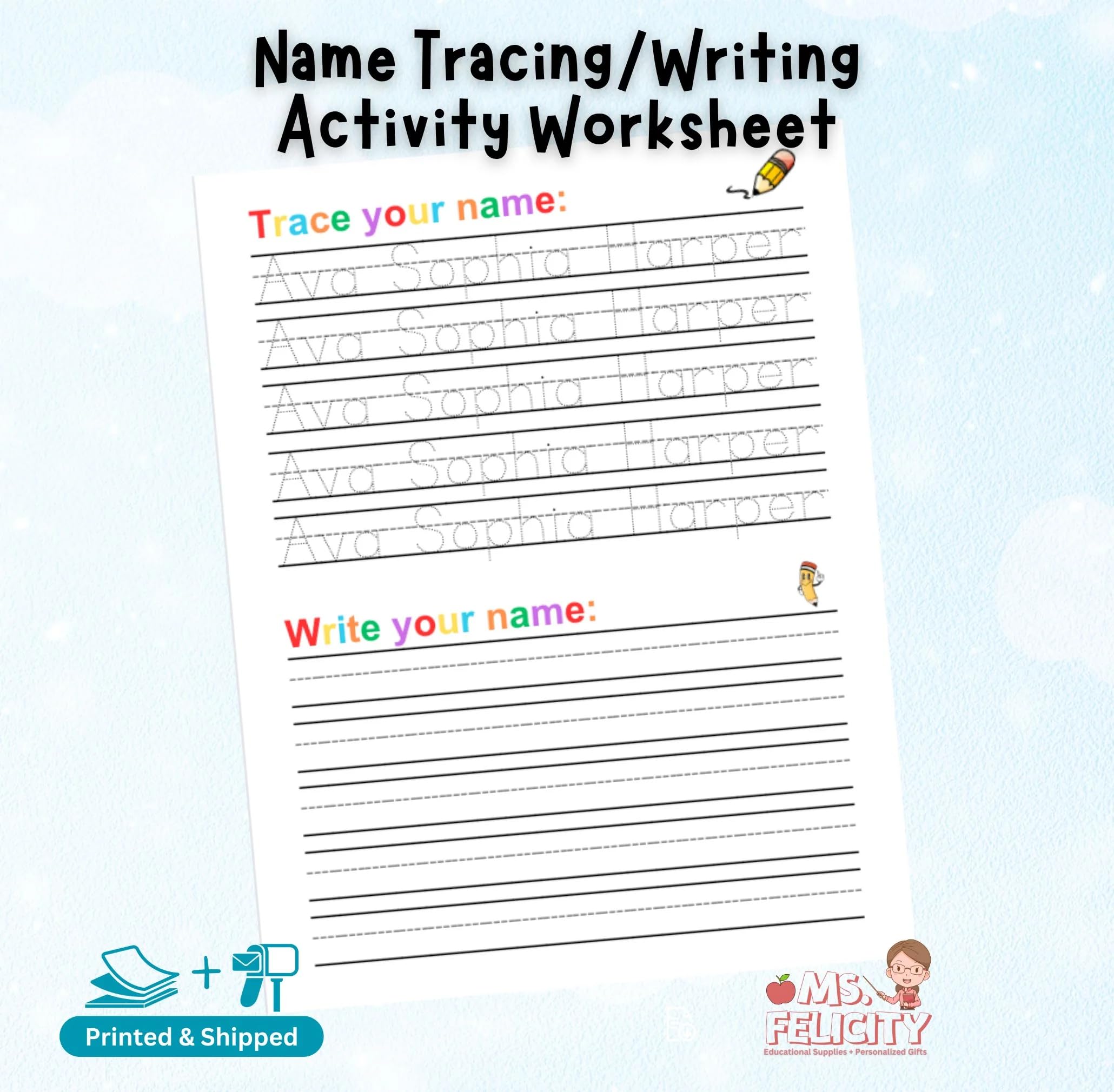 Trace Spelling Words Worksheet Custom Name Tracing Sheets (A4 Size ...