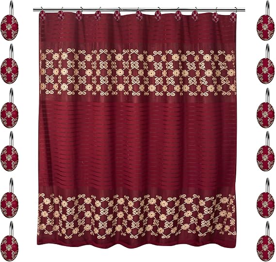 Amazon.com: Zahari Home 13pc Elegant Rose Bathroom Shower Curtain Sets ...