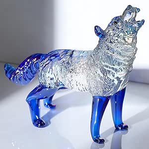 Amazon.com: Arikyrist 4.33in. Crystal Blue Wolf Gifts for Animal Lovers ...