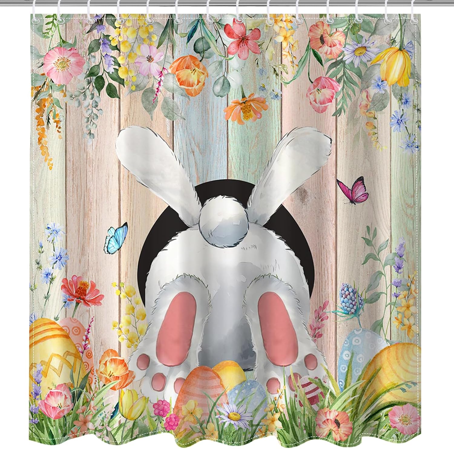 Amazon.com: Mocsicka Easter Shower Curtain for Bathroom, Spring Funny ...