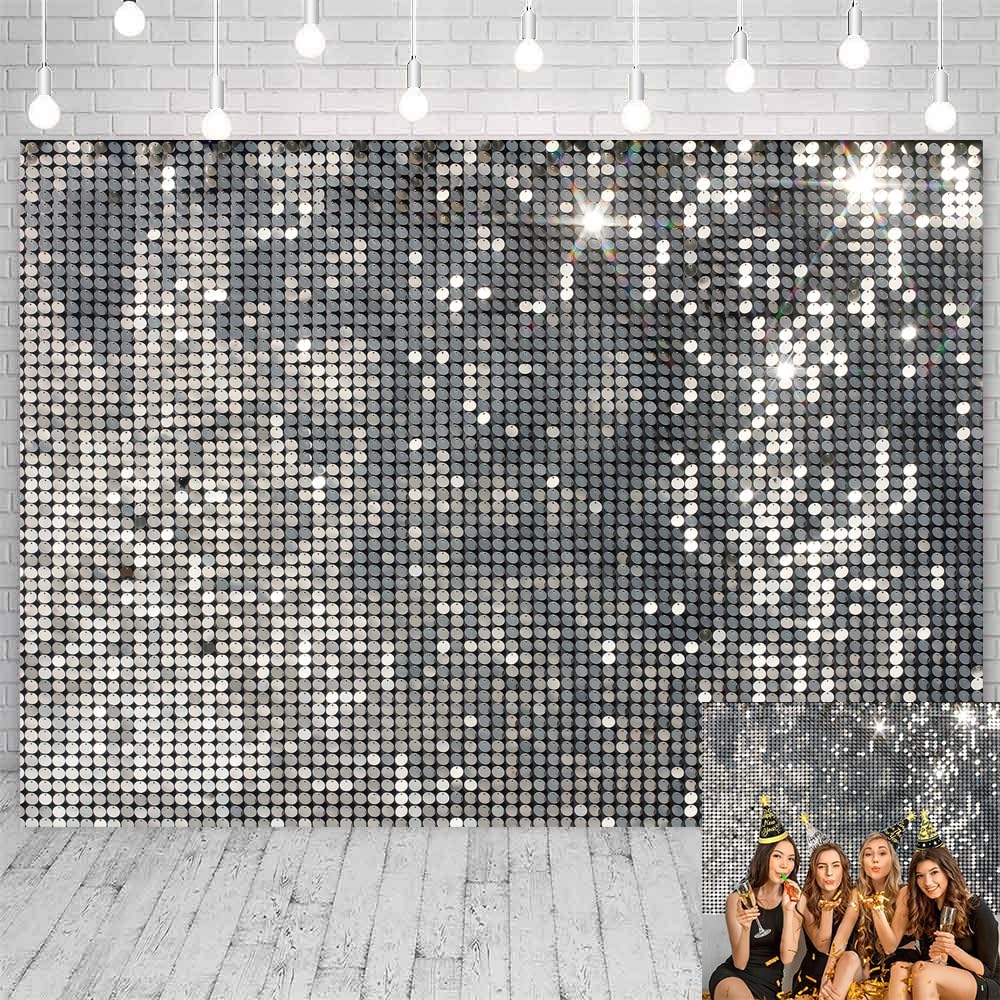 Telón de fondo plateado con purpurina para fiesta de discoteca ...
