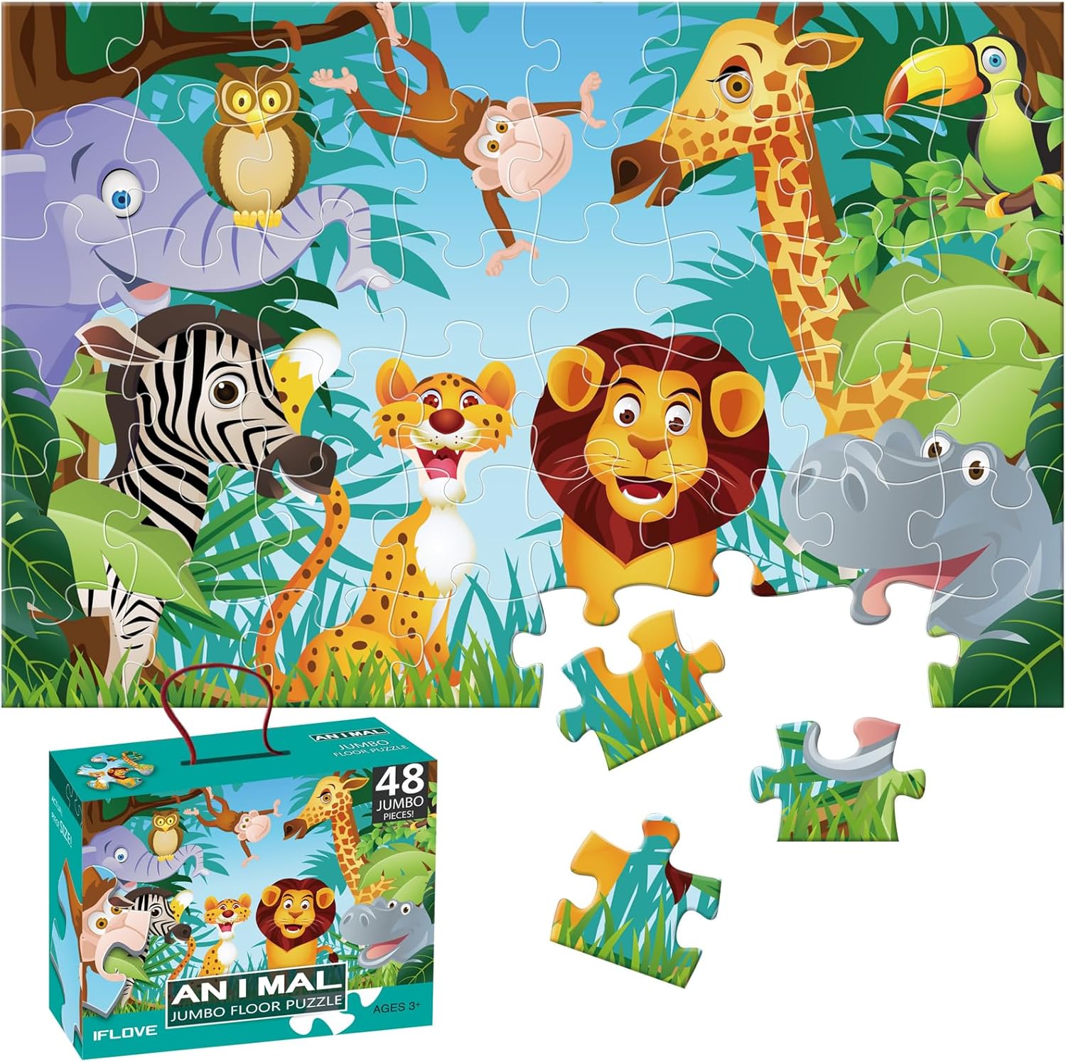 Amazon.com: Jumbo Floor Puzzle for Kids Ages 3-5,48-Piece Preschool ...