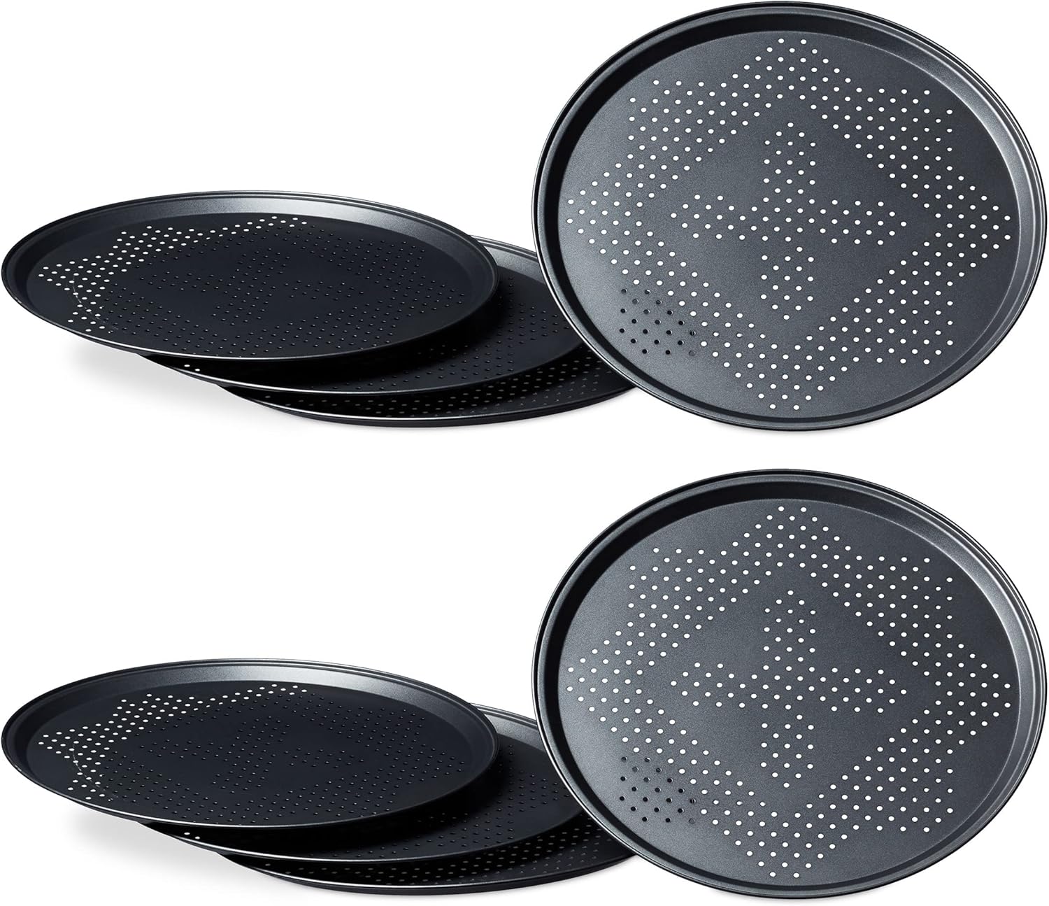 Relaxdays Pizza Tray, Set of 6, Ø 29cm, Perforated Trays for Pizza ...