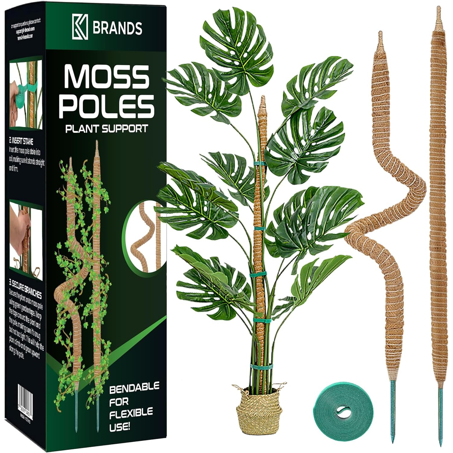 Amazon.com : 2 Pack 28'' Bendable Moss Pole Monstera Plant Support for ...