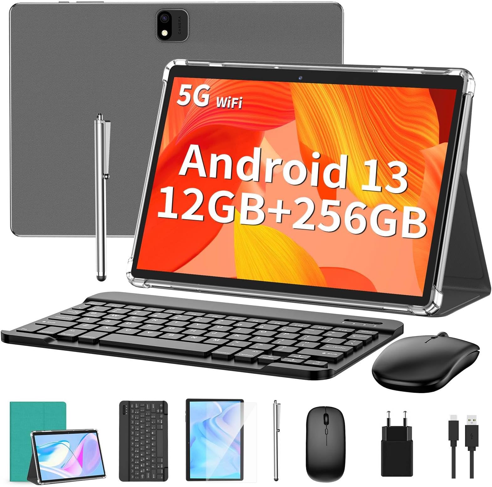 QDDQ Android 13 Tablet,10 inch Tablet with Keyboard, 12GB+256GB, 1TB ...