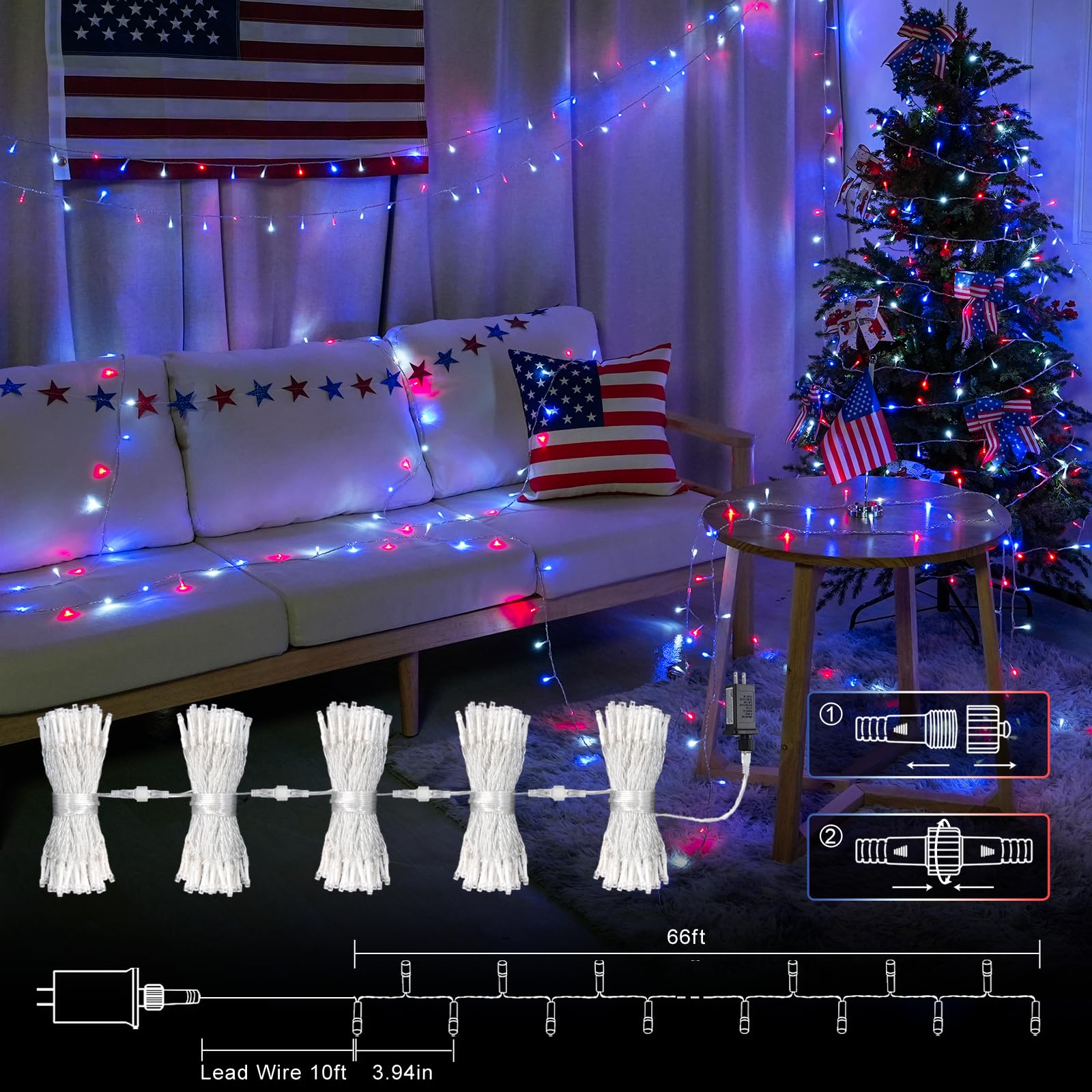 Patriotic Usa Christmas Lights