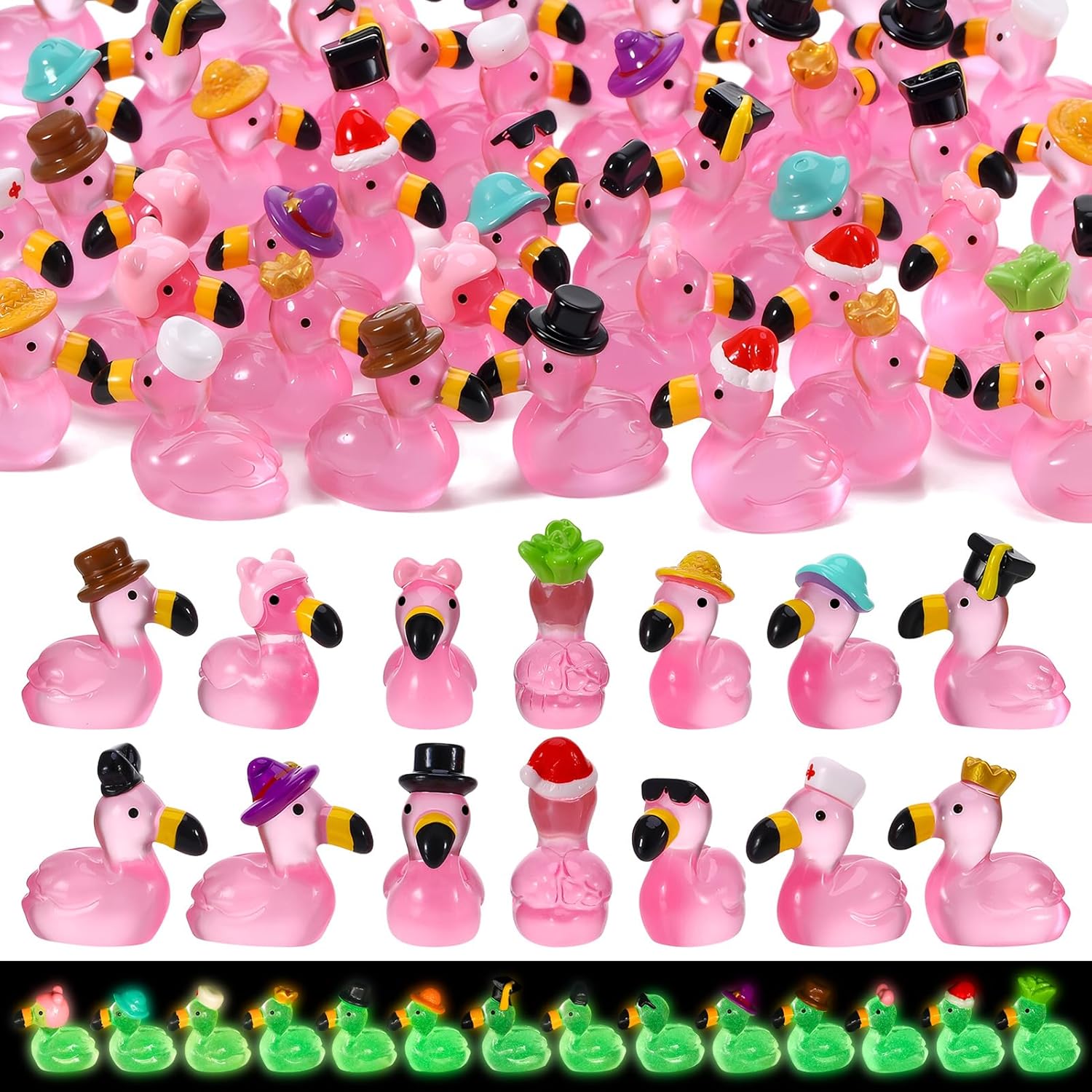 Amazon.com: GGSTDDUP 48 Pcs Mini Flamingos 14 Styles Luminous Mini ...