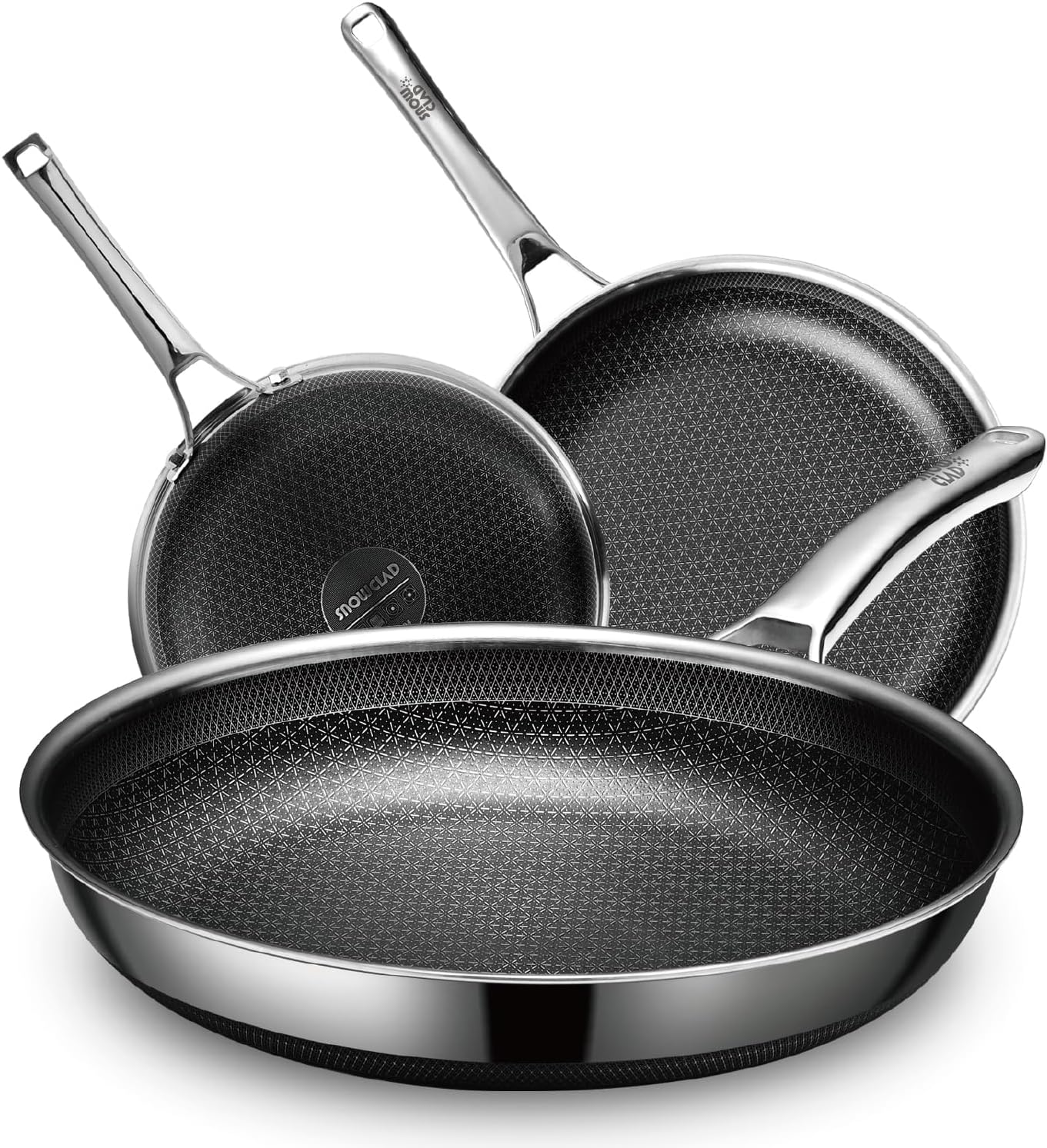 Amazon.com: SNOWCLAD Hybrid Pans Set Nonstick 3 Piece, 8&10&12 Inch ...
