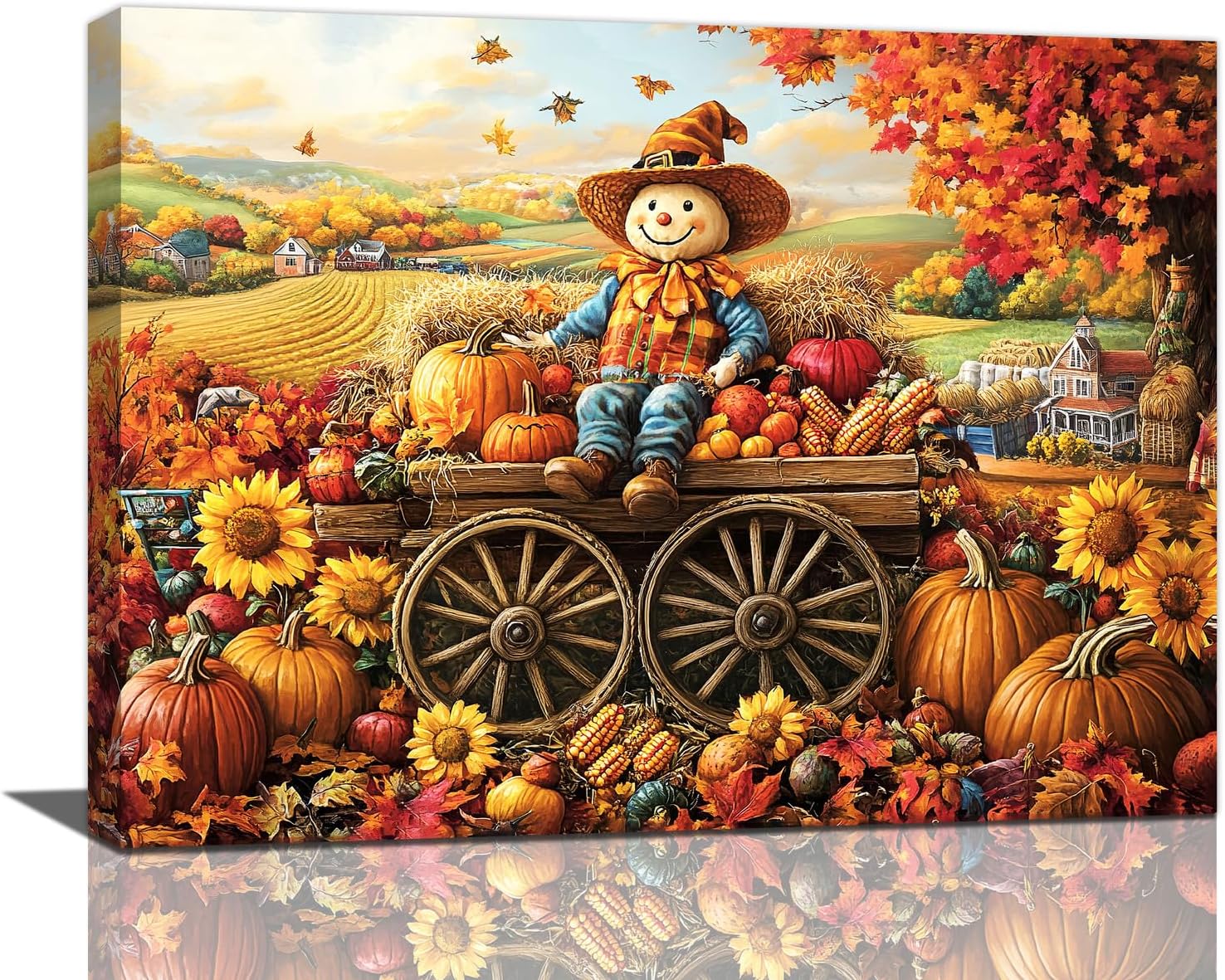 Amazon.com: Autumn Wall Art,Rustic Scarecrow Wall Decor Fall Harvest ...