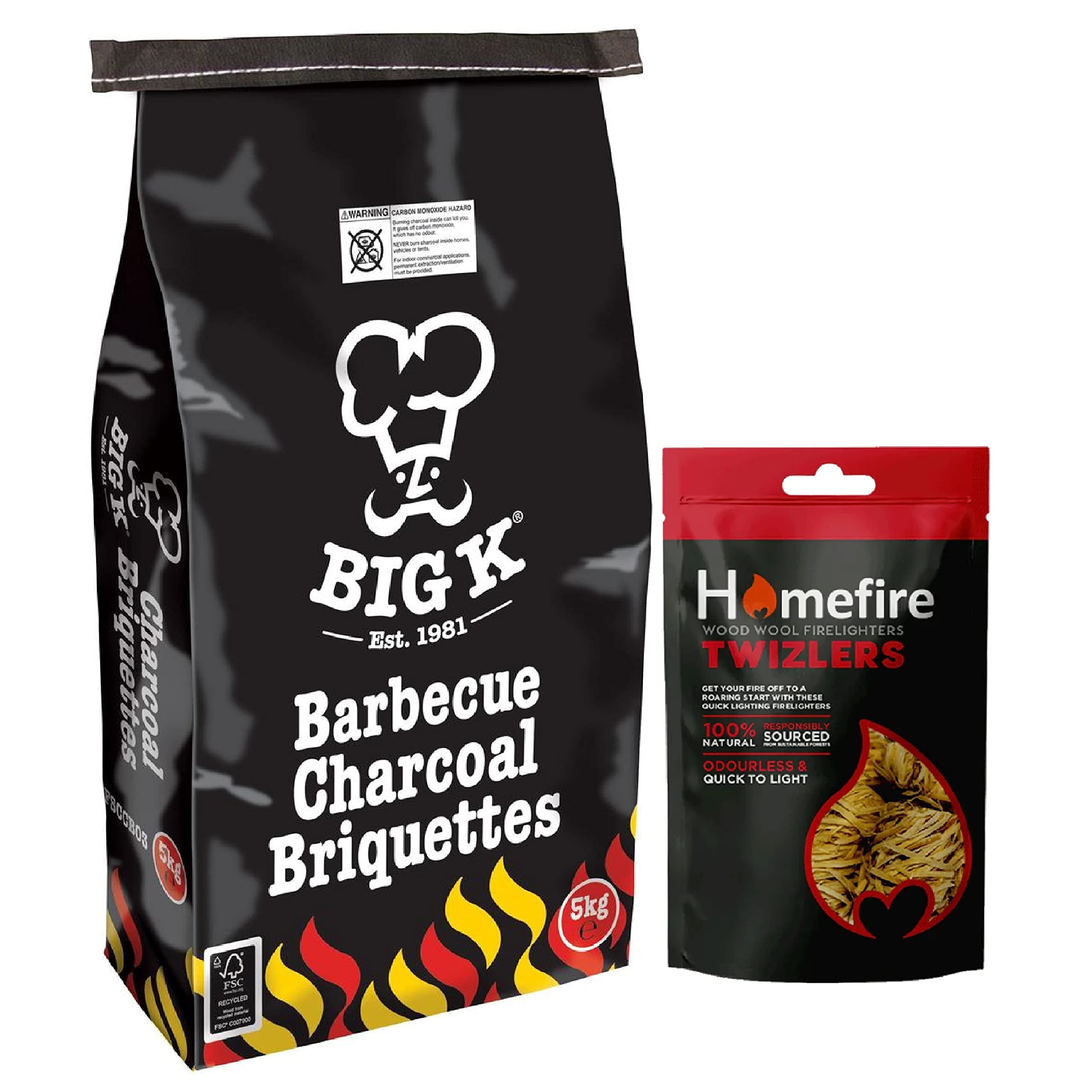 Big K Charcoal Grill BBQ Bundle - 5kg Barbecue Charcoal Briquettes Bag ...
