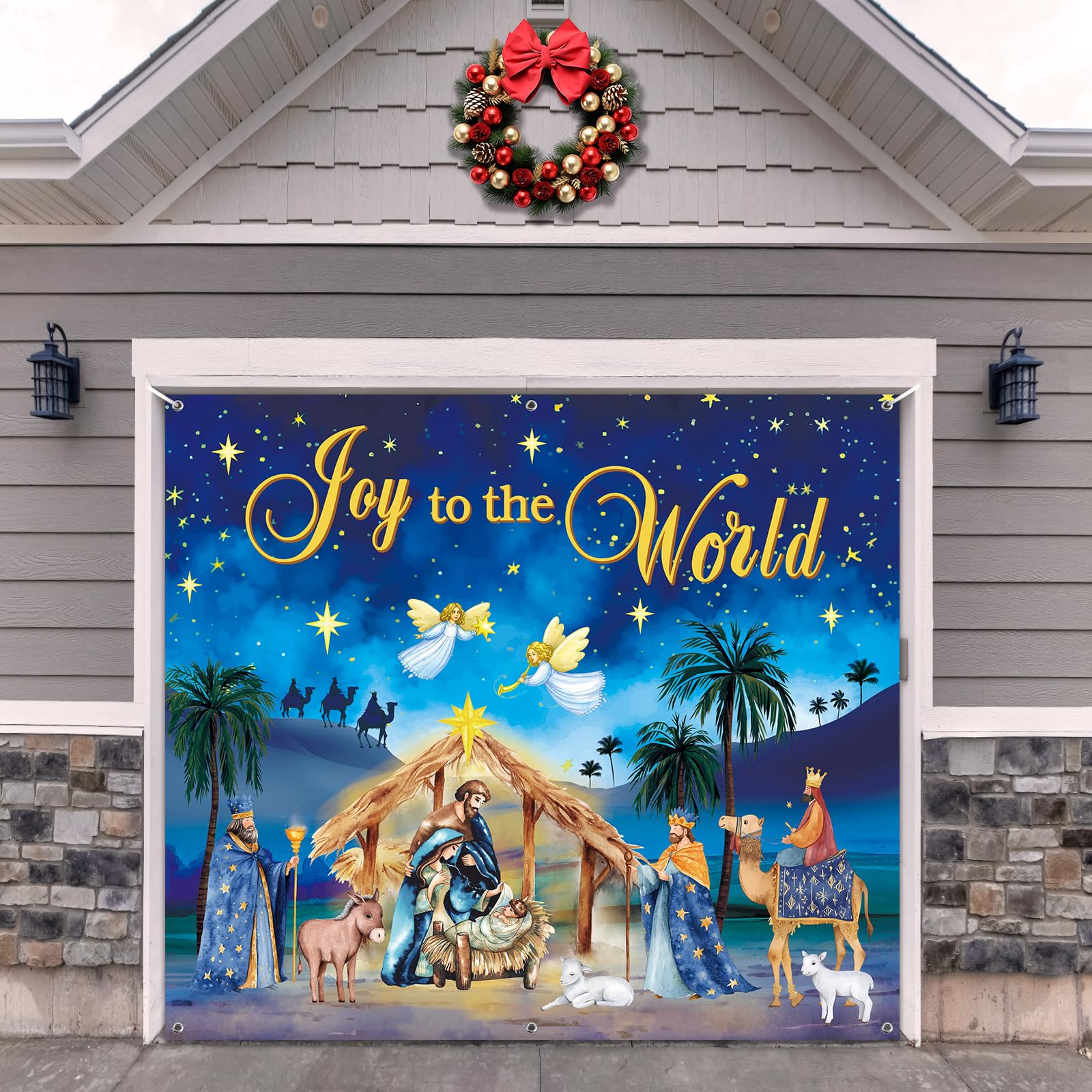 Amazon.com : 7 x 8 FT Christmas Nativity Garage Door Banner Decorations ...