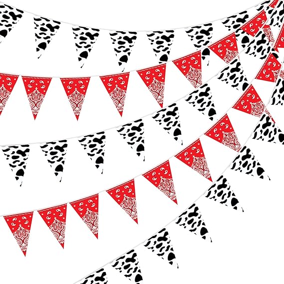 Amazon.com: Ctosree 5 Pack 49 Ft Cow Print Bandana Pennant Banners Cow ...