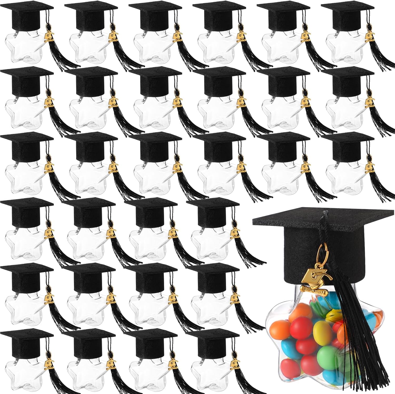 Amazon.com: 48 Set 2025 Graduation Cap Candy Jars Plastic Candy ...