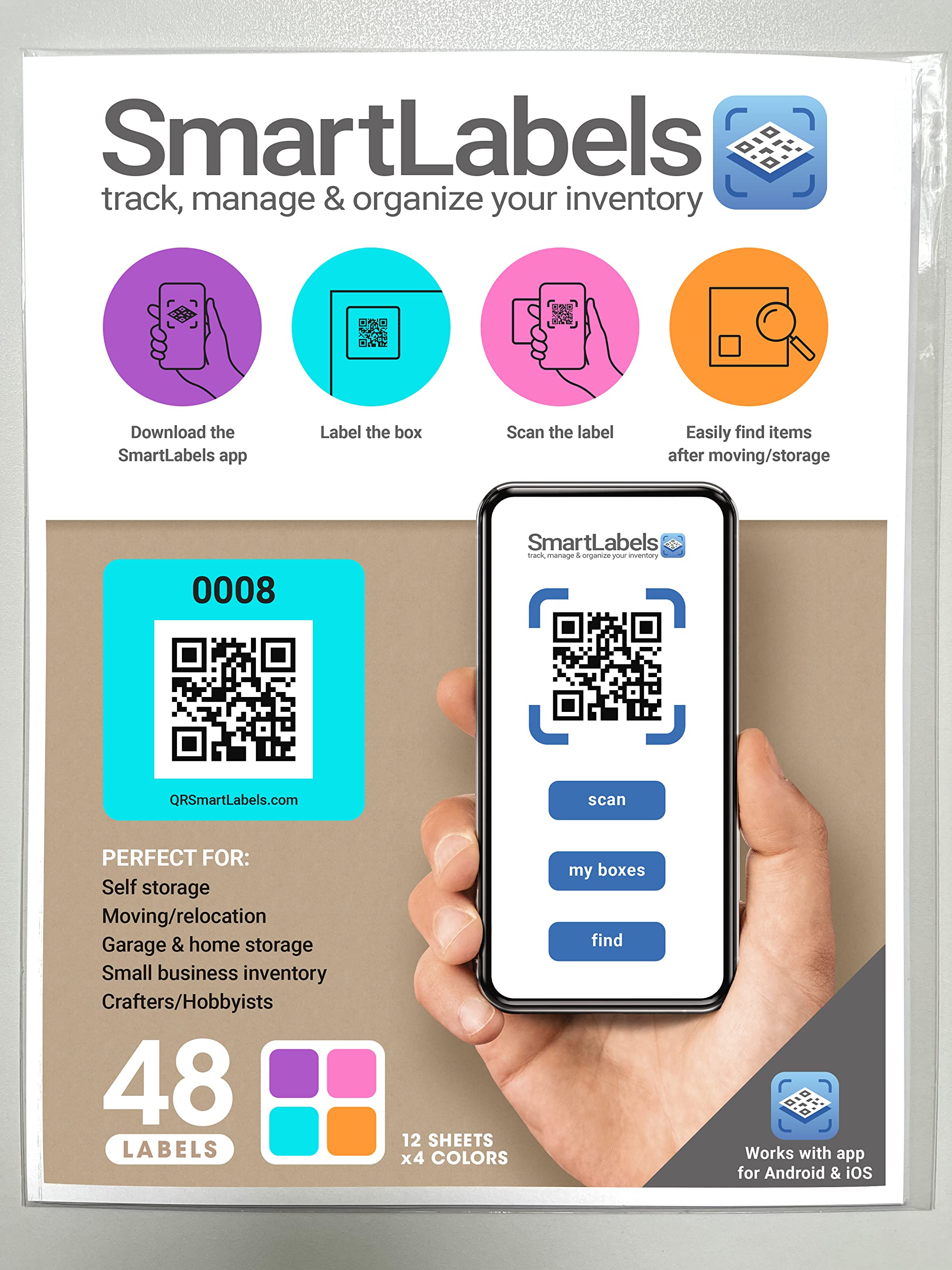 Snapklik.com : QR Code Smart LabelsColor Coded Scannable Stickers For ...