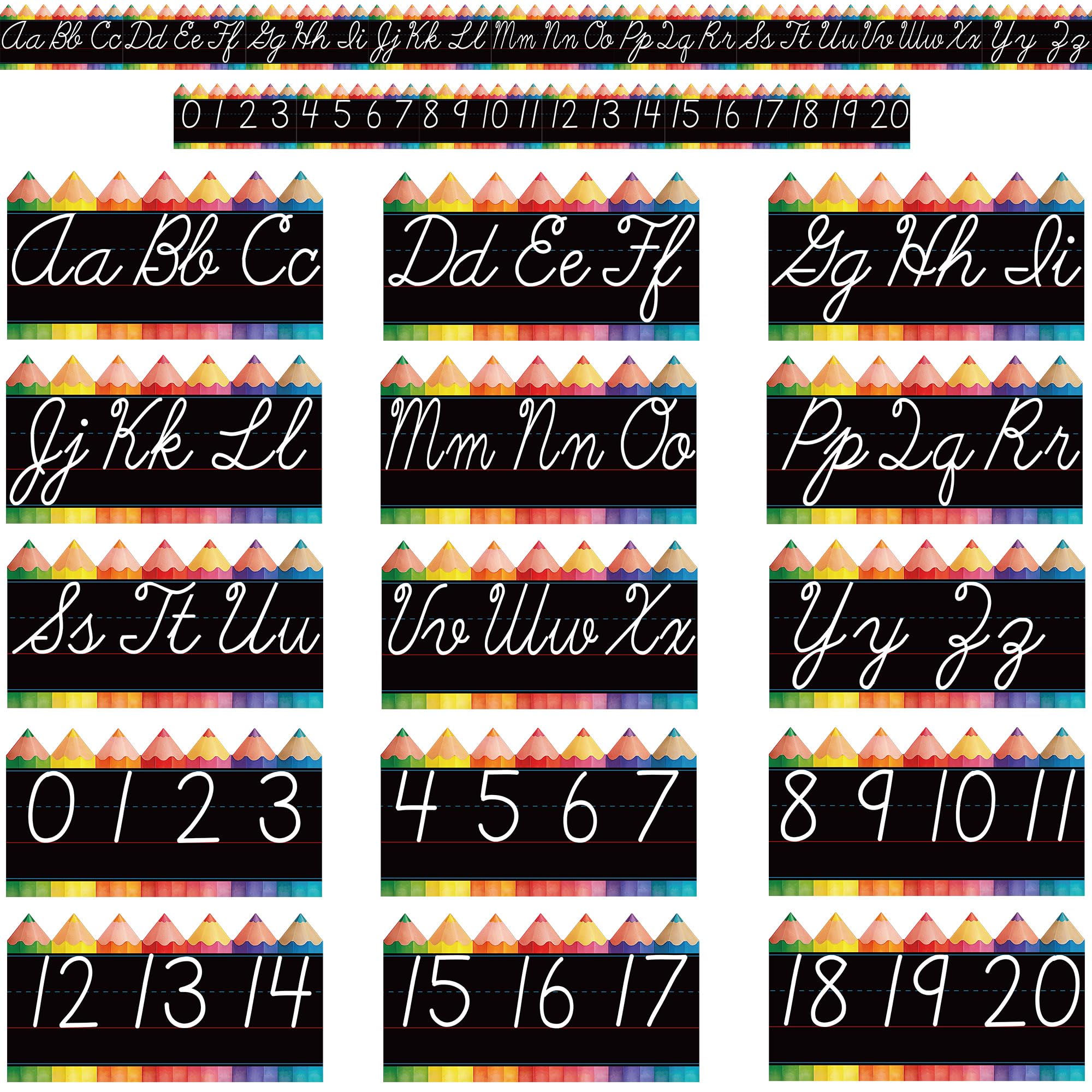 Amazon.com: Alphabet Bulletin Board Set - 15 PCS Crayon ABC Wall ...