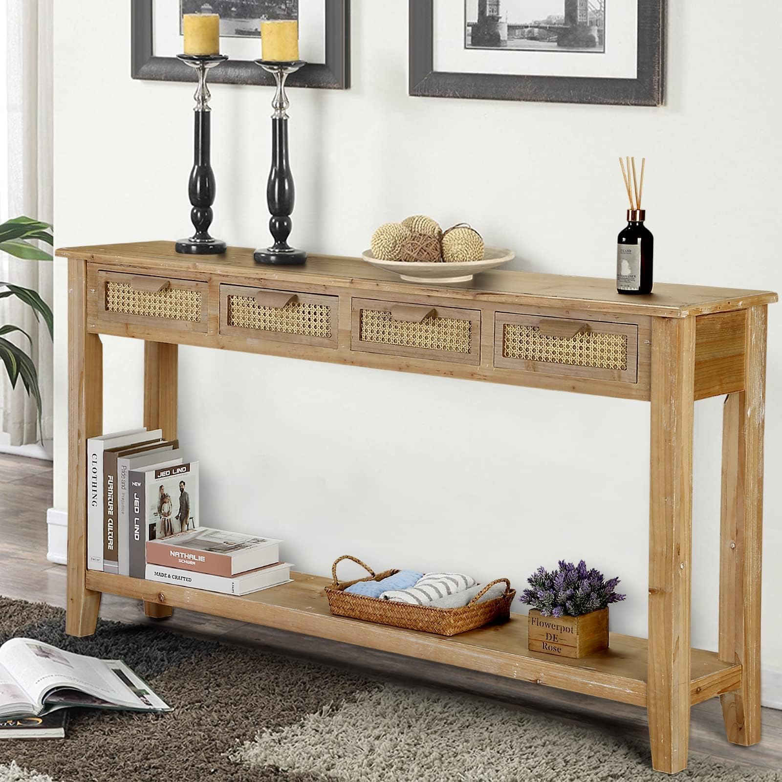 Amazon.com: HOYOC 3-Tier Console Table Narrow Entryway Table with 3 ...