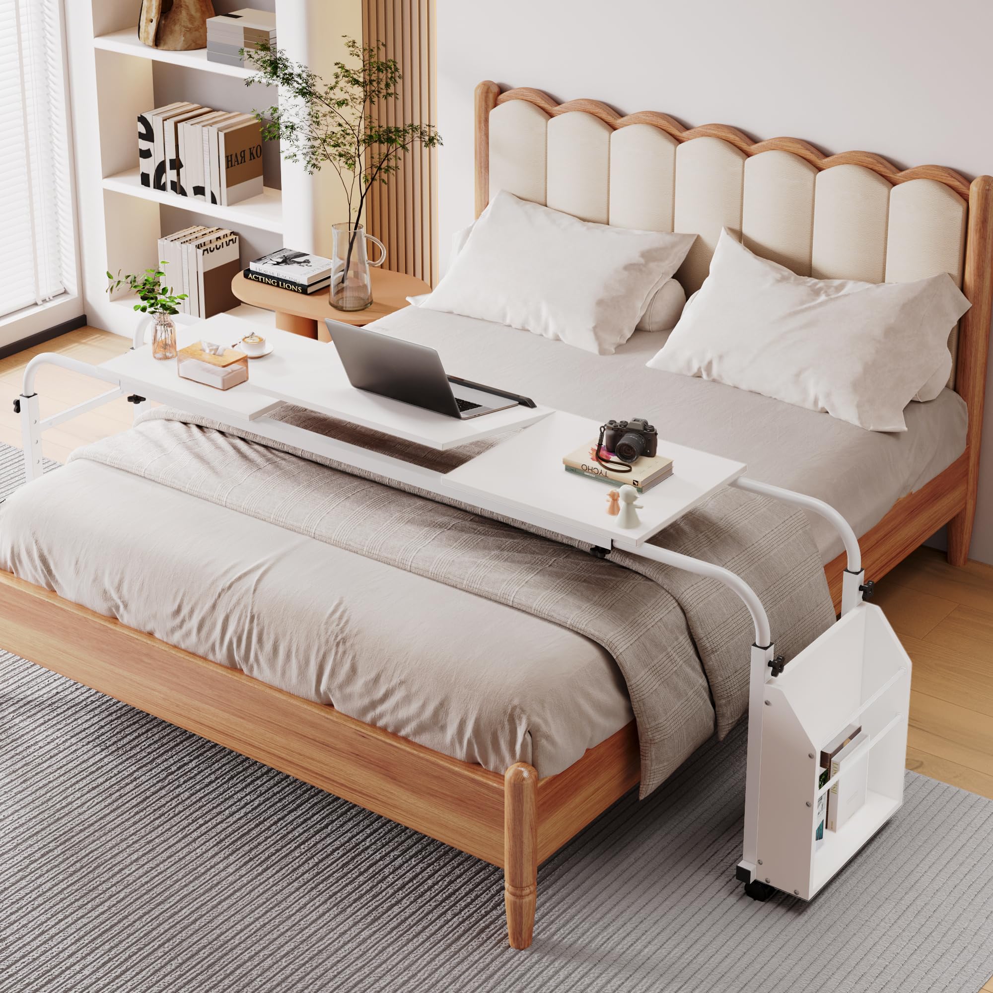 Amazon.com: Arlopu Overbed Table with Wheels,60.6-84.2 inches Mobile ...