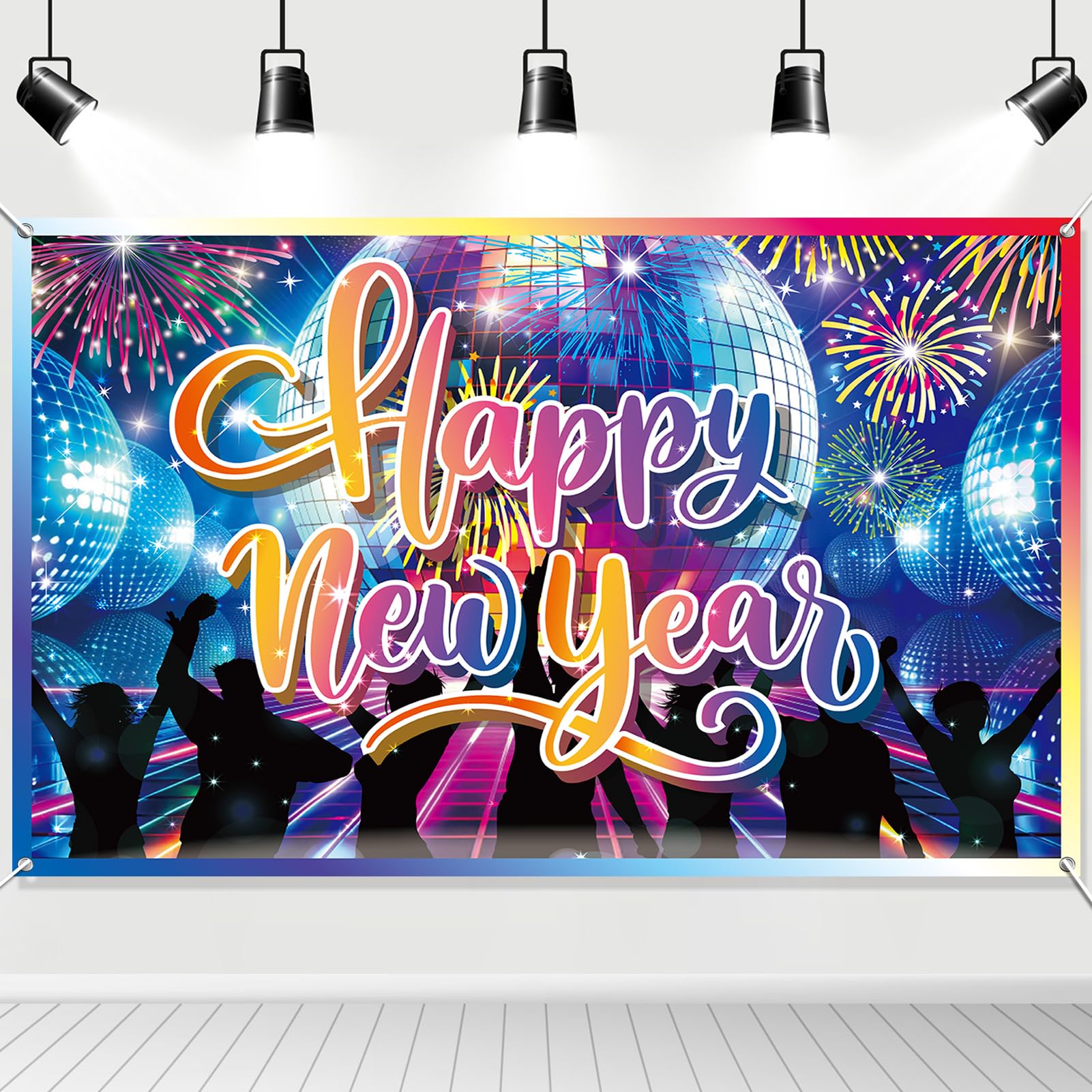 Amazon.com: HOWAF Disco New Year Banner, Neon Color Happy New Year ...