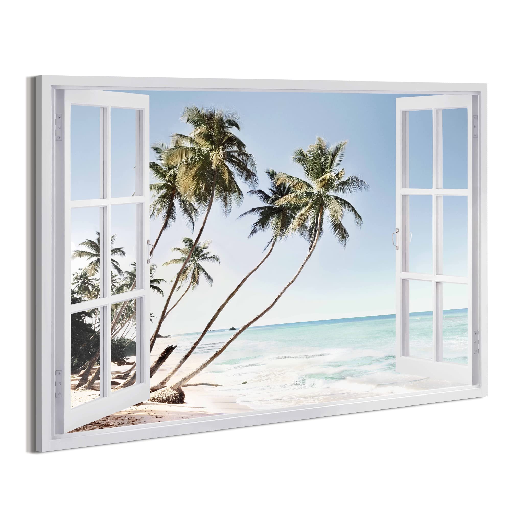 arttitue Beach Window Canvas Wall Art: Modern Bedroom Living Room ...