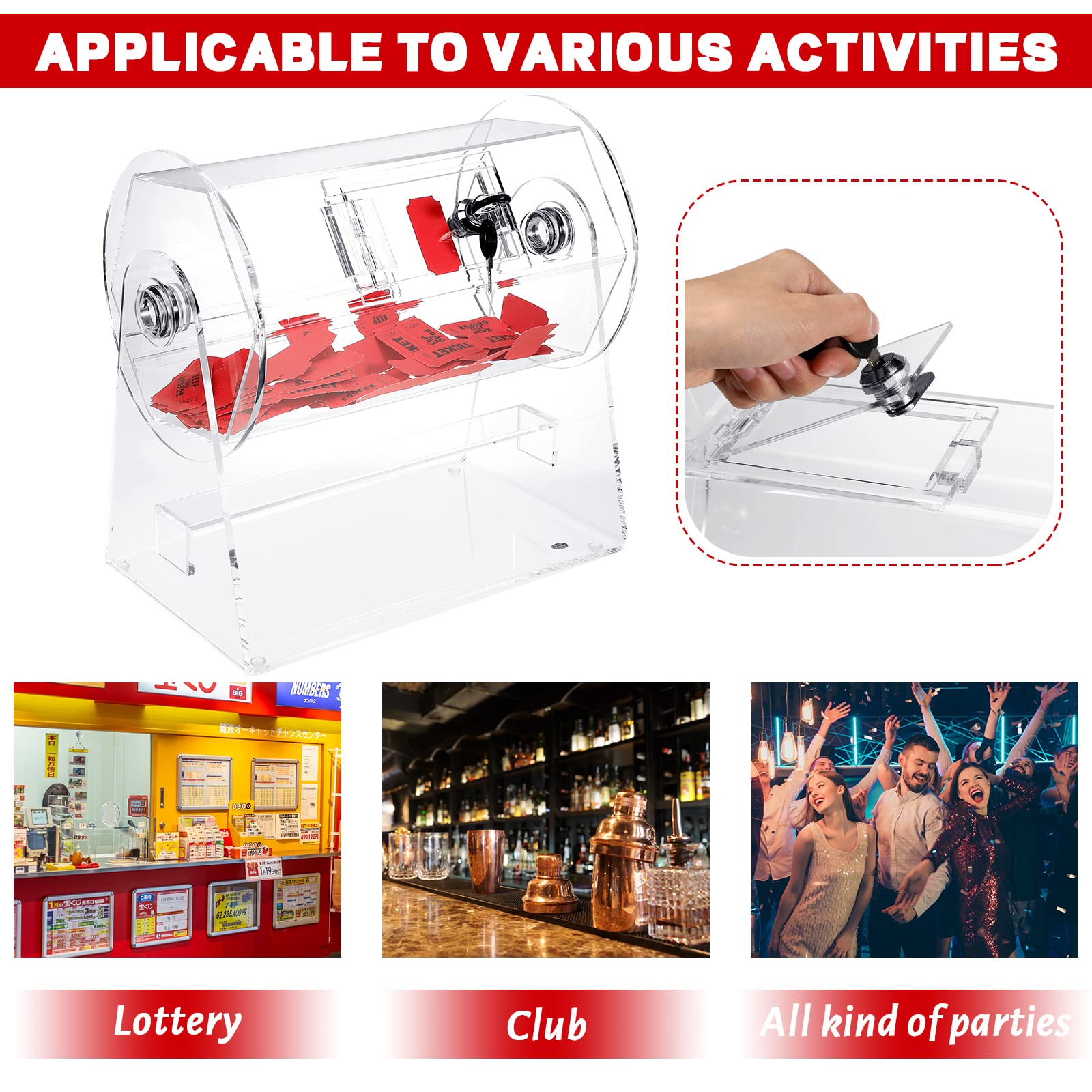 Acrylic Raffle Ticket Spinner Drum Clear Raffle Ticket Drum Transparent ...