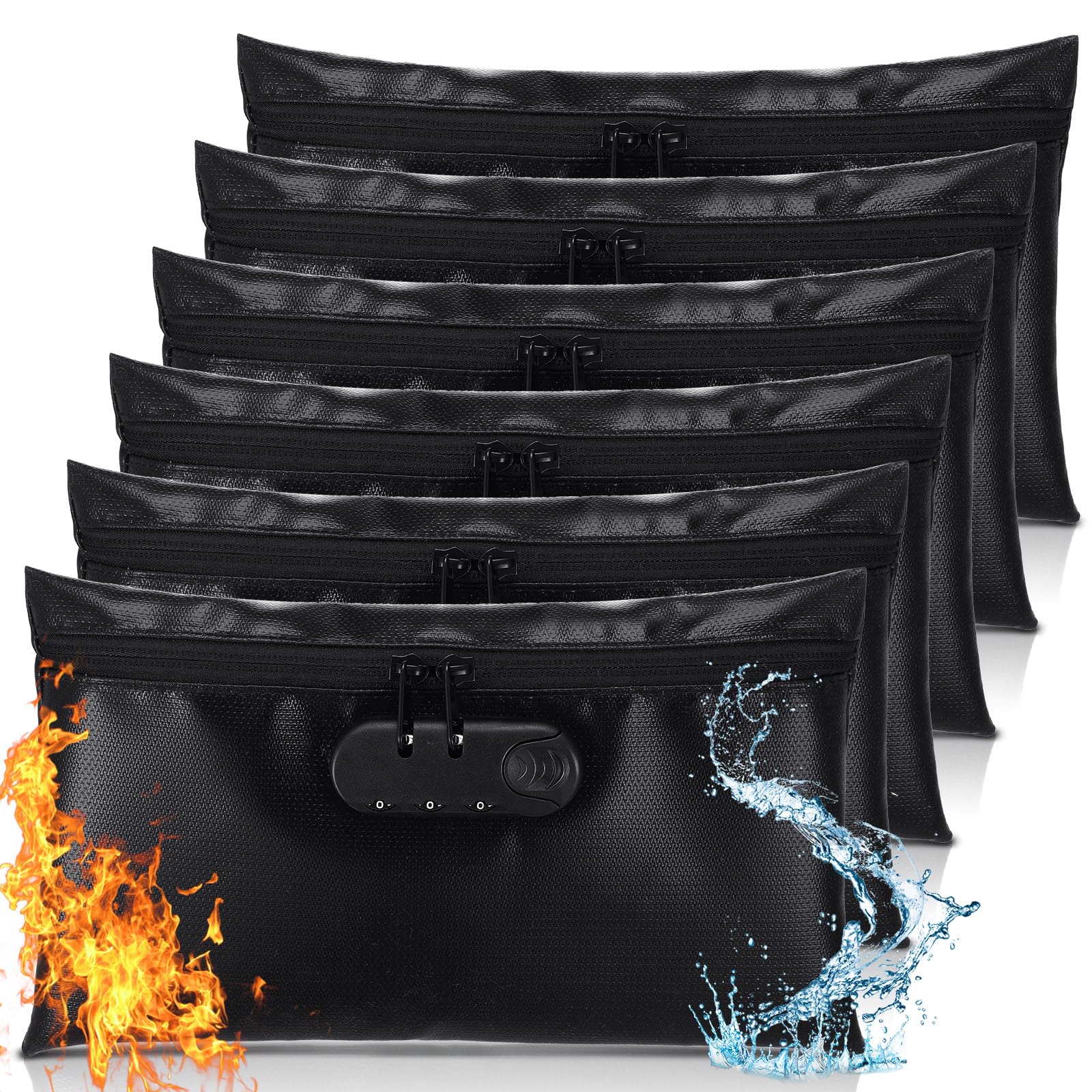 Amazon.com: HHUIYUN 6 Pcs Fireproof Money Bag with Lock 11 x 5.5 Inches ...