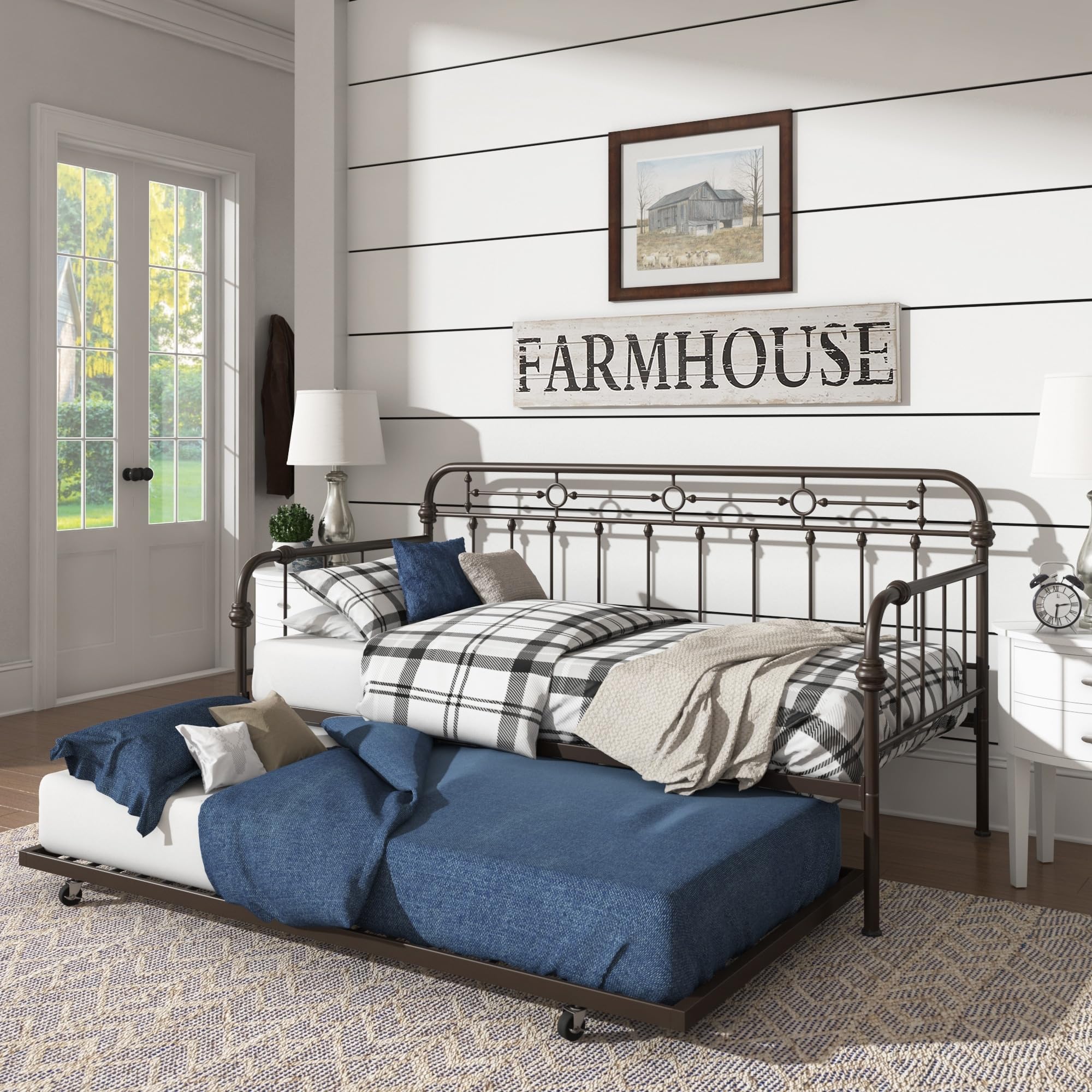 Inspire Q Darren Antique Dark Bronze Metal Daybed with Trundle by ...