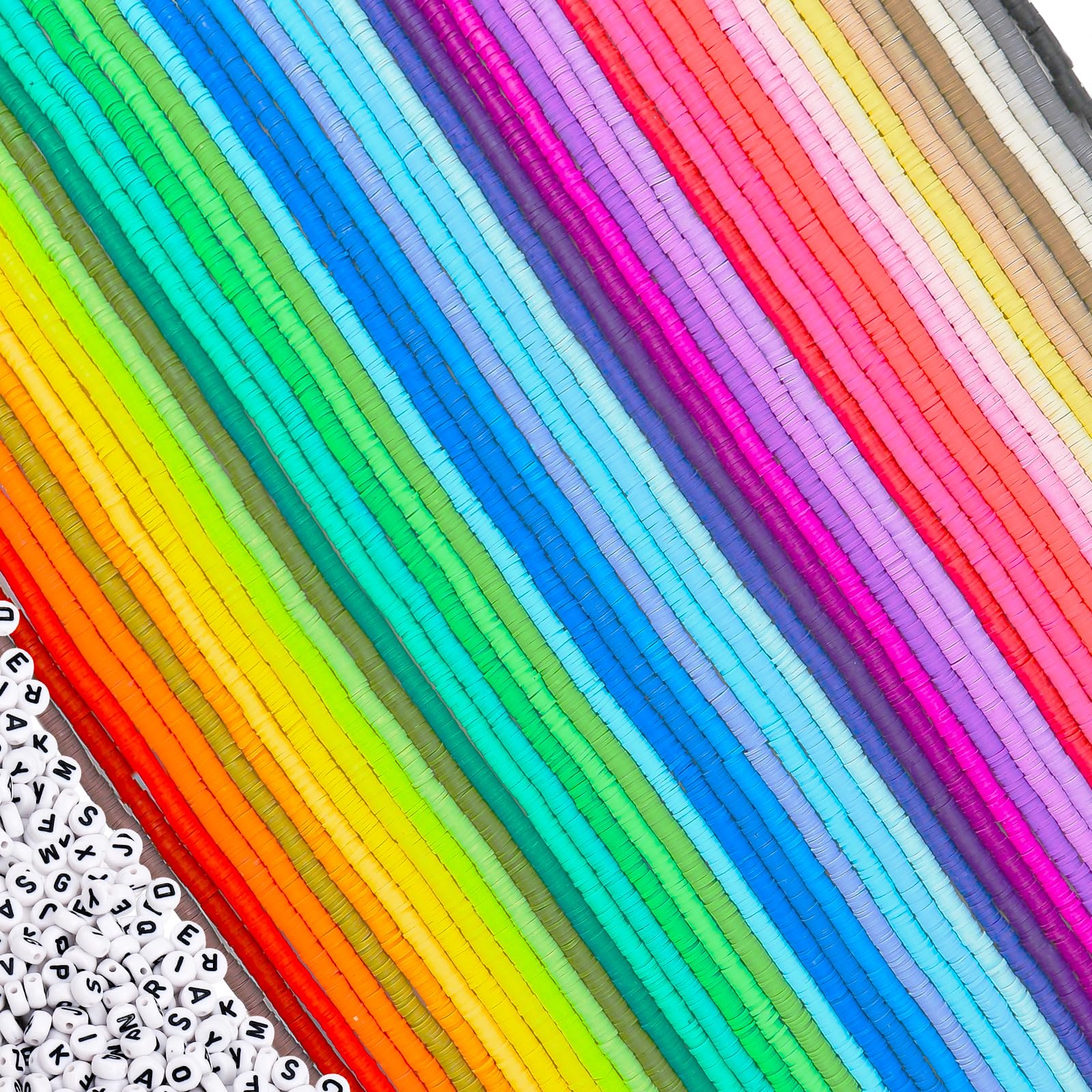 Amazon.com: JMUQ 50 Strands Clay Beads, 50 Colors Flat Preppy Polymer ...