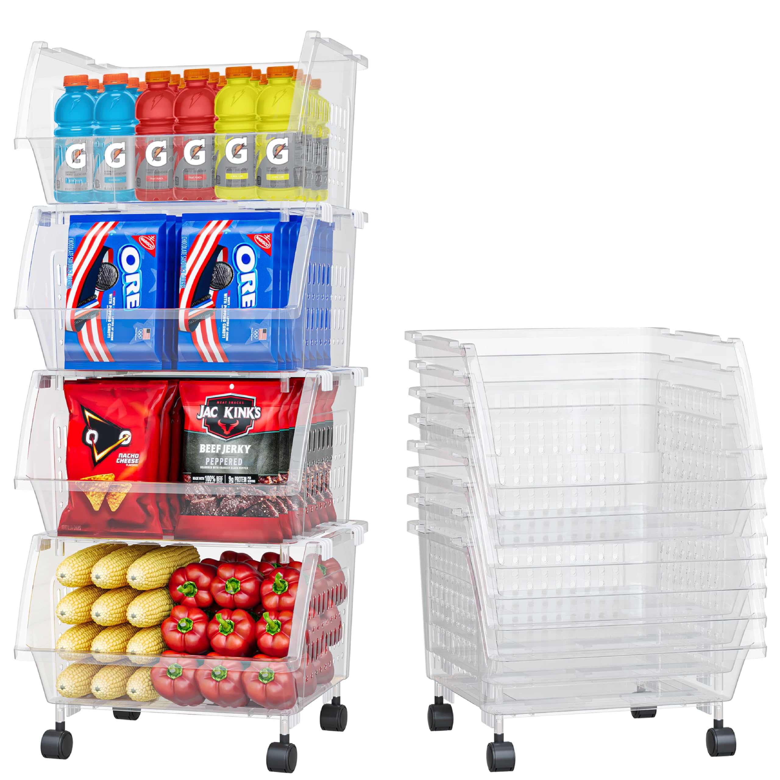 Snapklik.com : Skywin Plastic Stackable Storage Bins Clear - 8 Pack ...