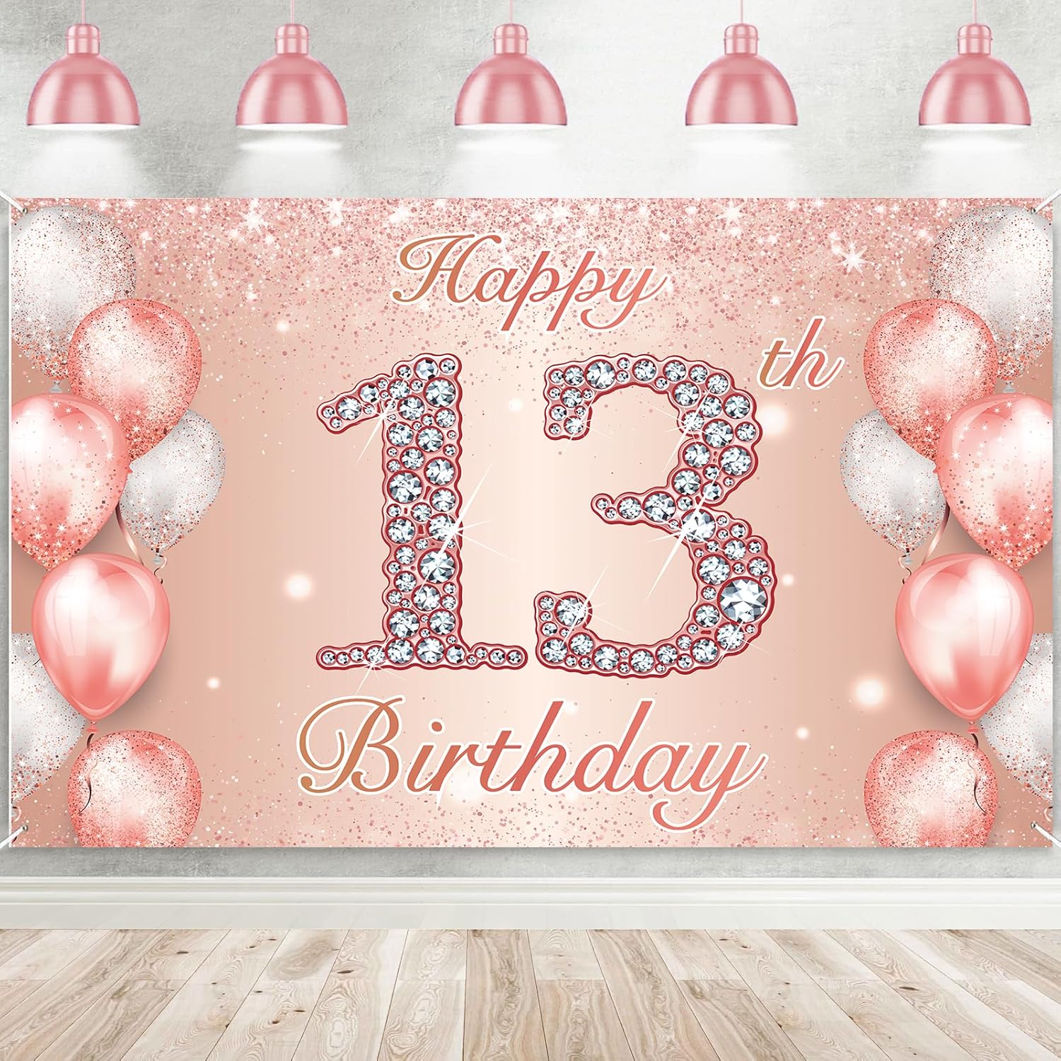 Amazon.com: Happy 13th Birthday Rose Gold Banner Cheers to 13 Years Old ...
